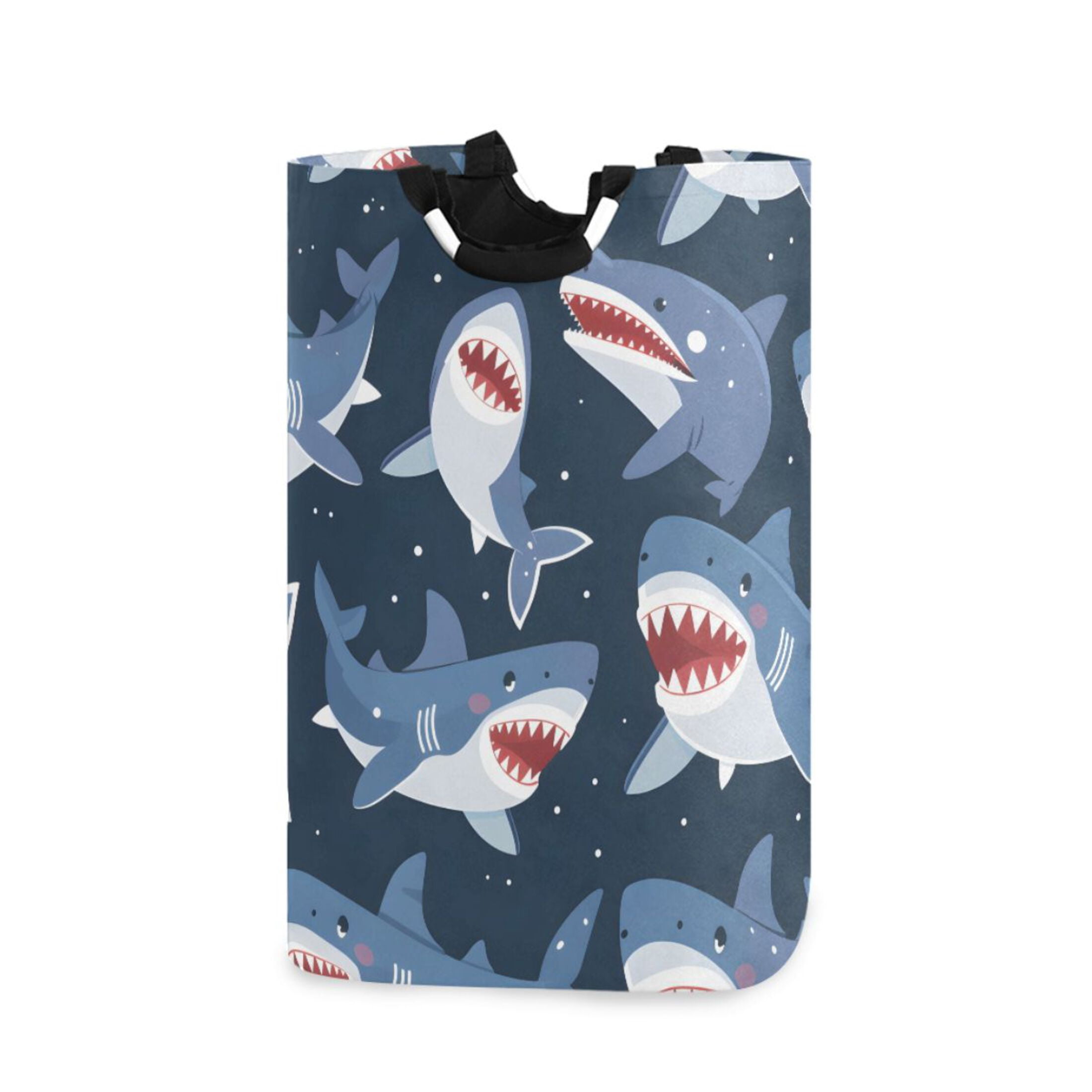 joogoo Cute Sharks Large Storage Basket with Handles Collapsible ...