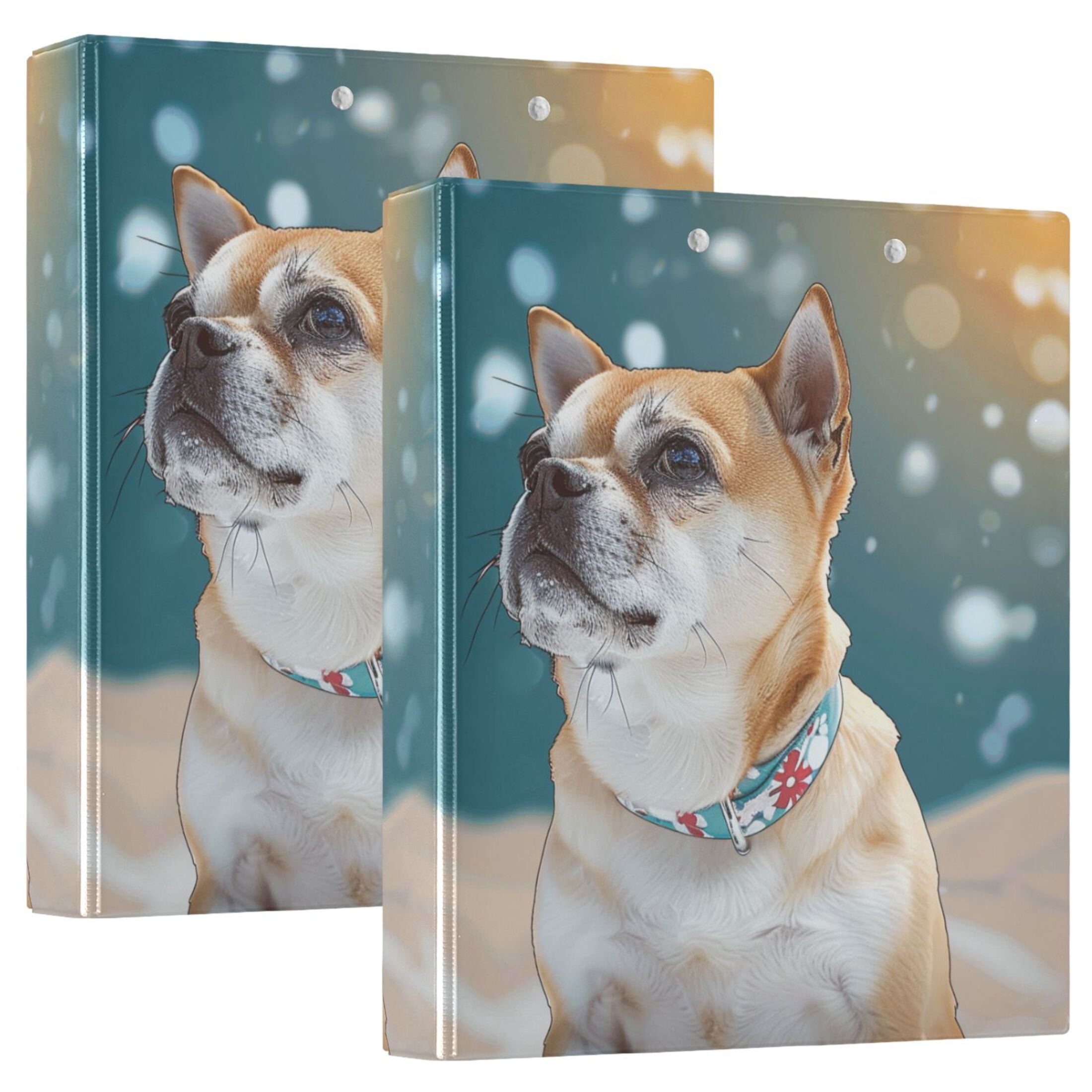 joogoo Dog on Beach Hardcover 3 Ring Binder 1.5" Round Rings Interior ...