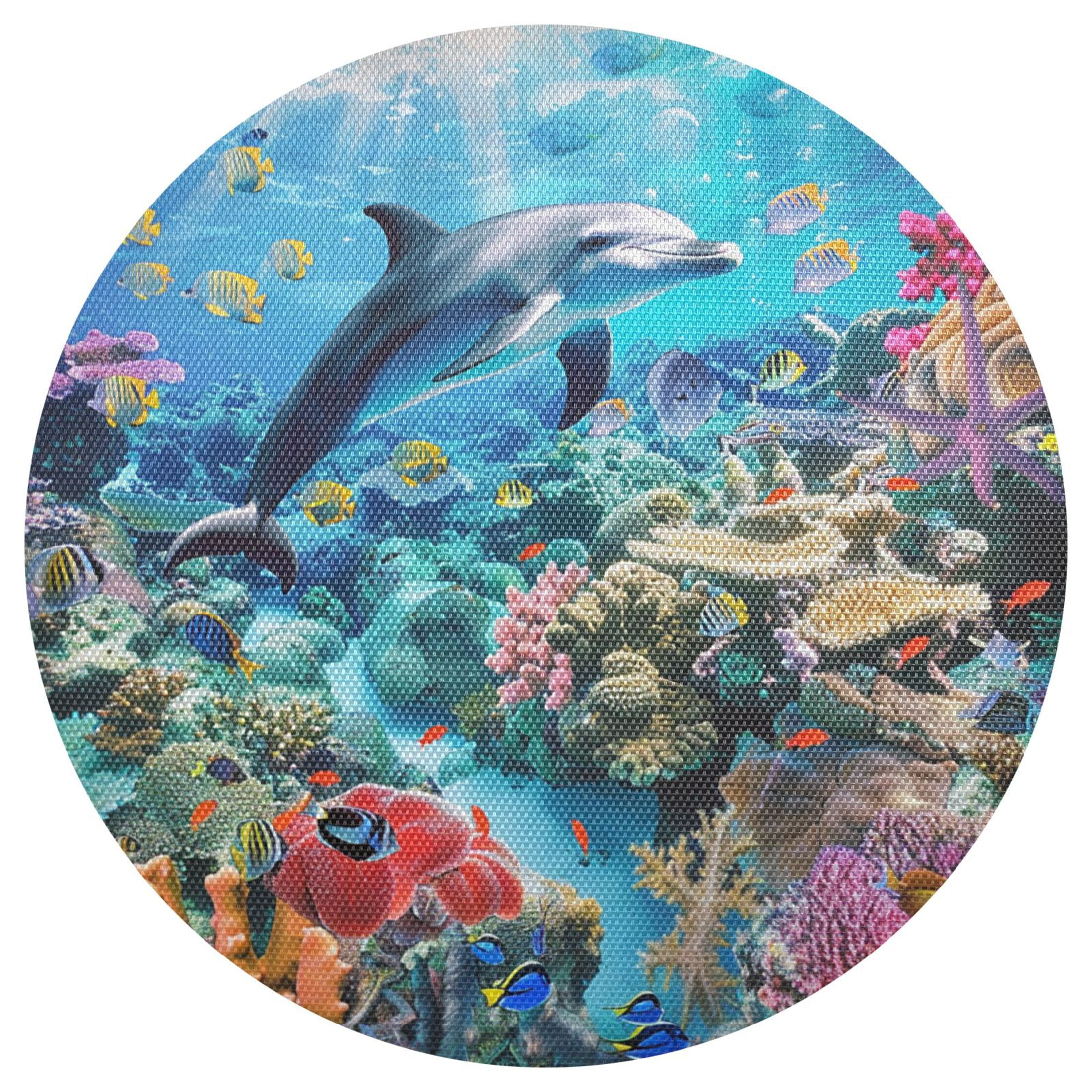 joogoo Dolphin Coral under Sea Round Plate Mats for Dining Table ...