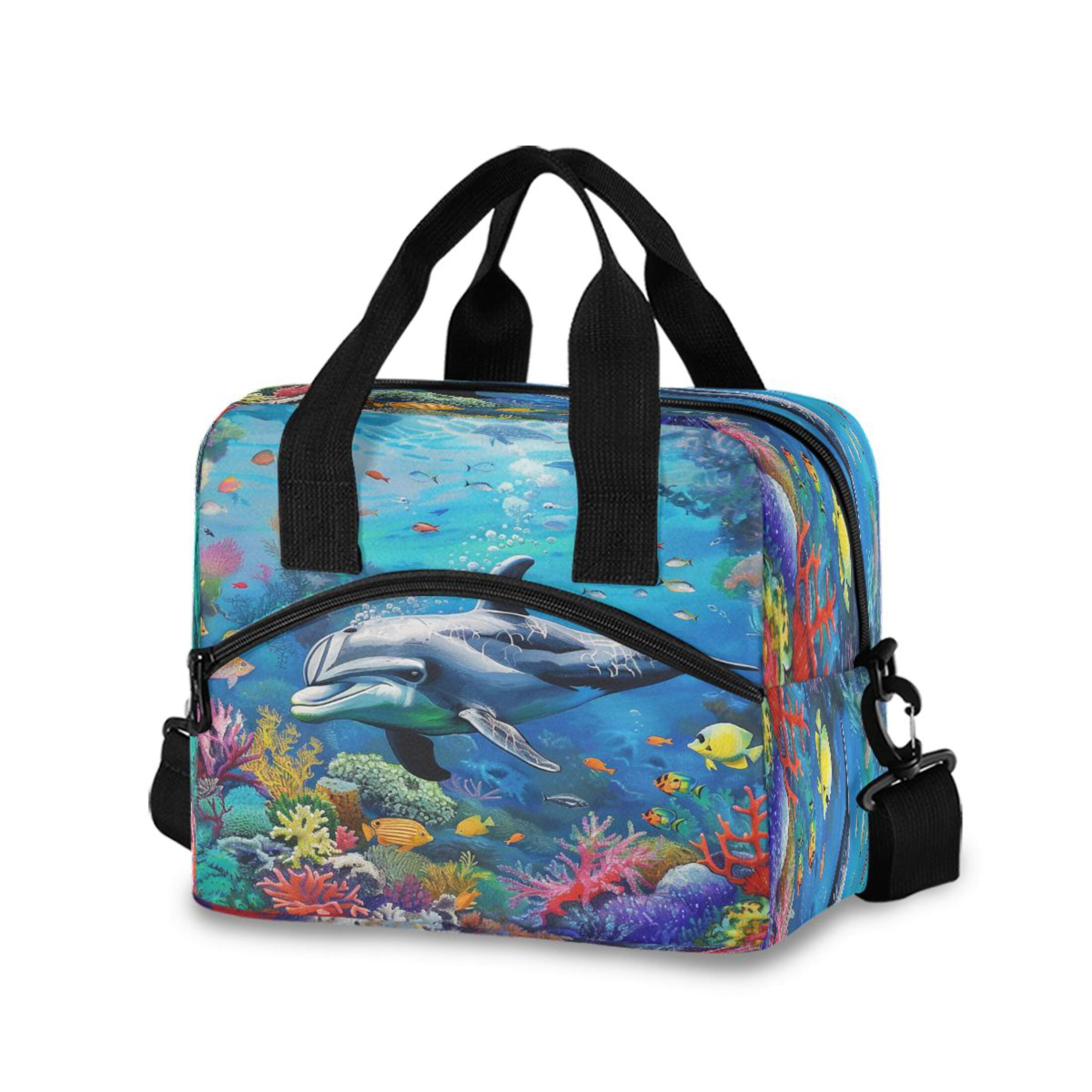 joogoo Dolphin and Fish under Sea Insulated Lunch Bags Reusable Cooler ...
