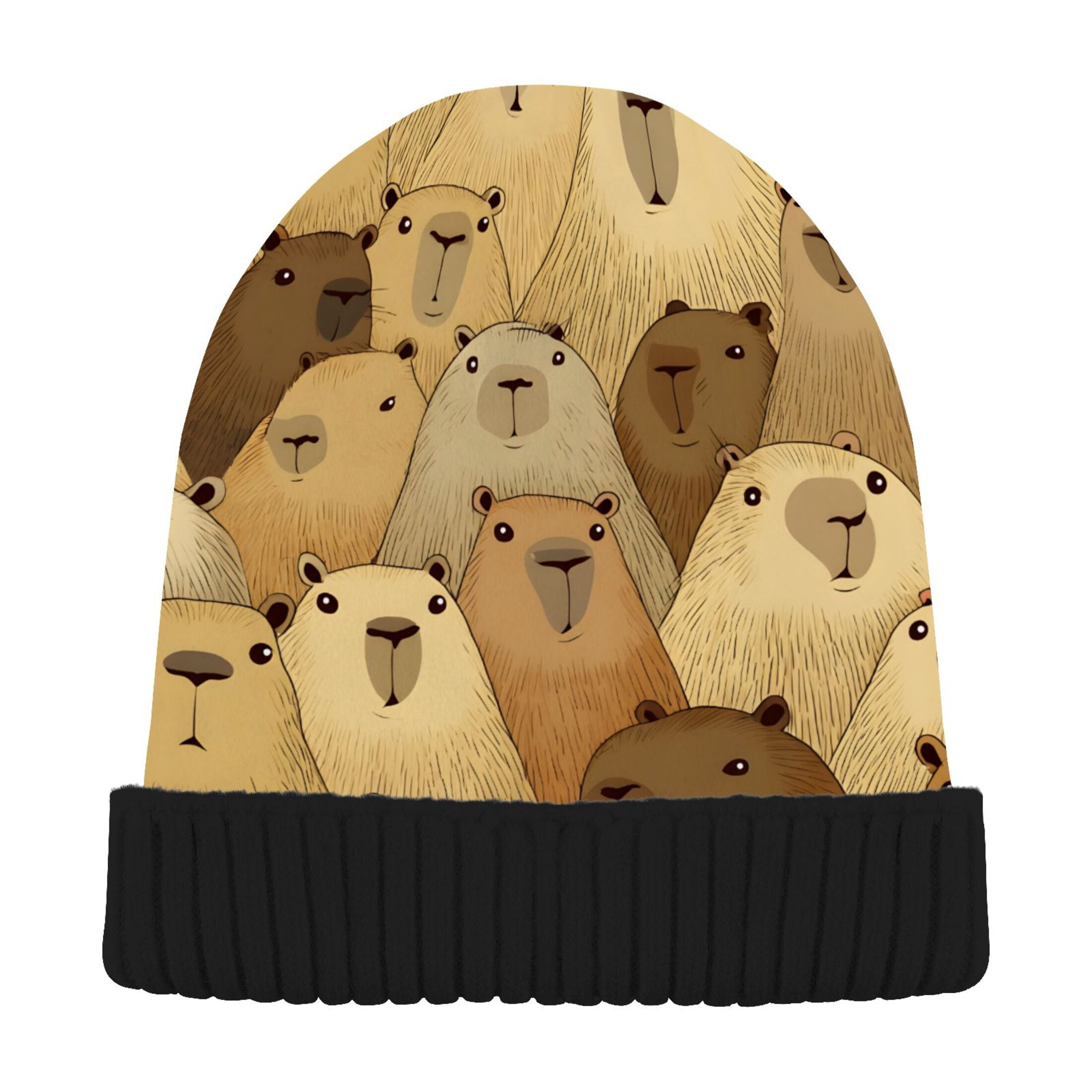 joogoo Doodle Capybara Beanie Hats Cuffed Winter Warm Knit Thick ...