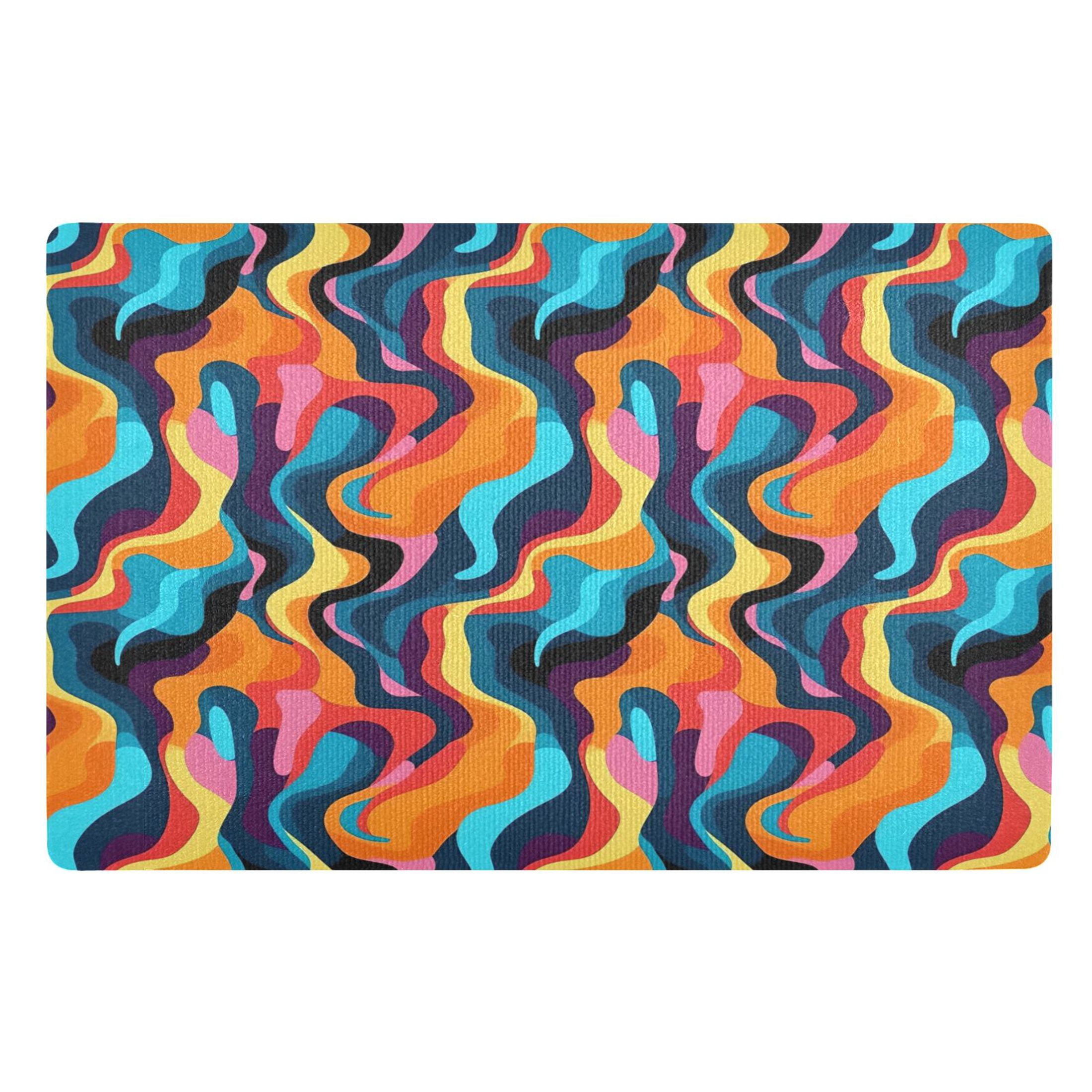 joogoo Door Mats Blue Abstract Outdoor Indoor Entrance Low Profile ...