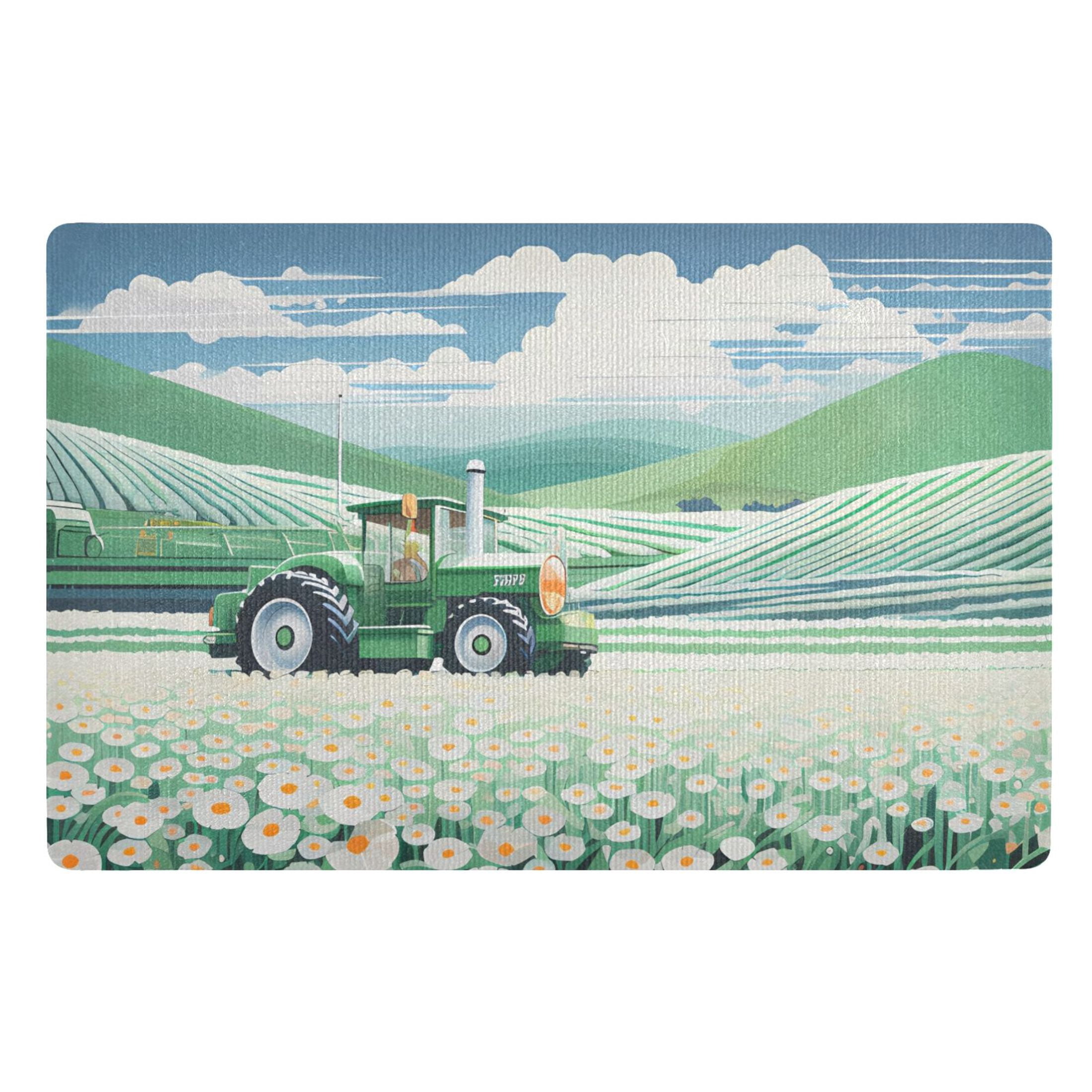 joogoo Door Mats Daisy and Truck Landscape Outdoor Indoor Entrance Low ...