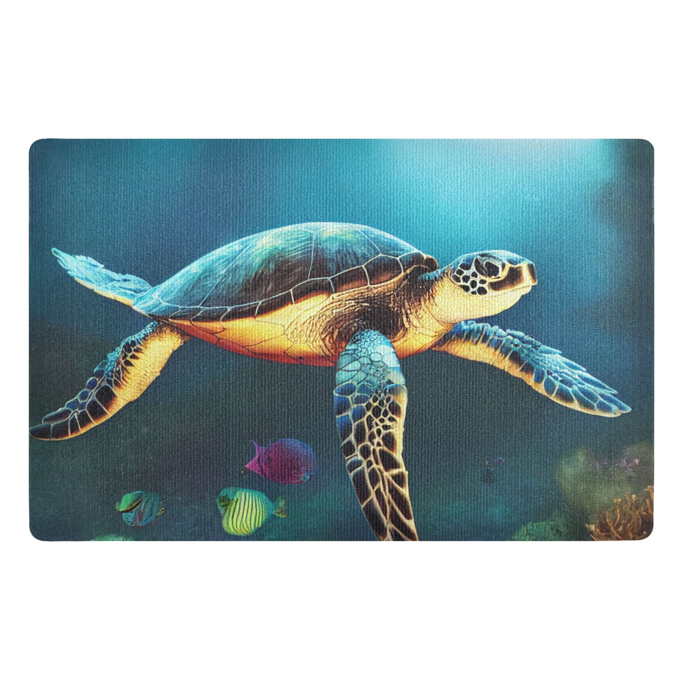 joogoo Door Mats Sea Turtle Swimming in Sea Outdoor Indoor Entrance Low ...