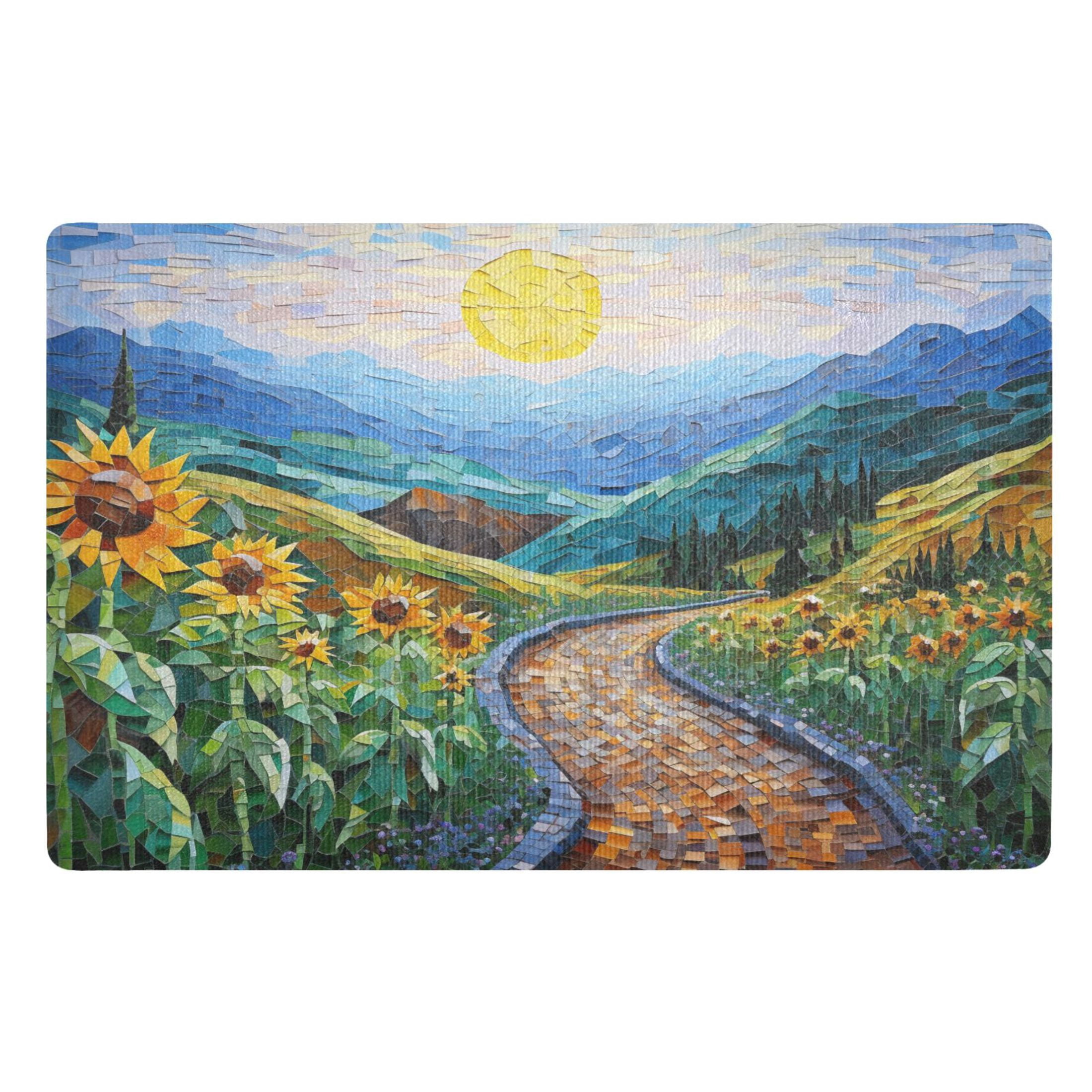 joogoo Door Mats Sunset Sunflower Outdoor Indoor Entrance Low Profile ...
