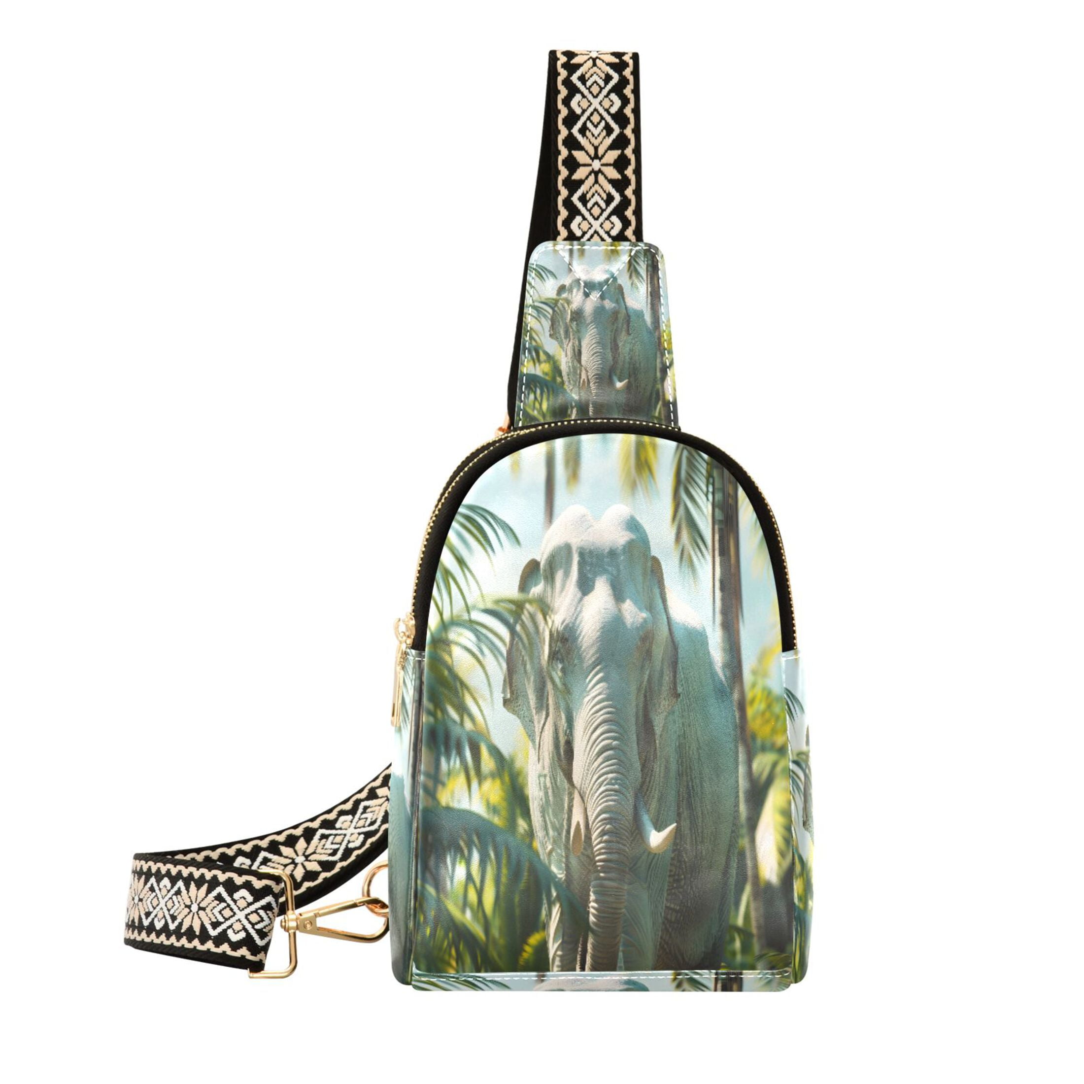 joogoo Elephant in Palm Tree Forest Sling Backpack Crossbody Shoulder ...