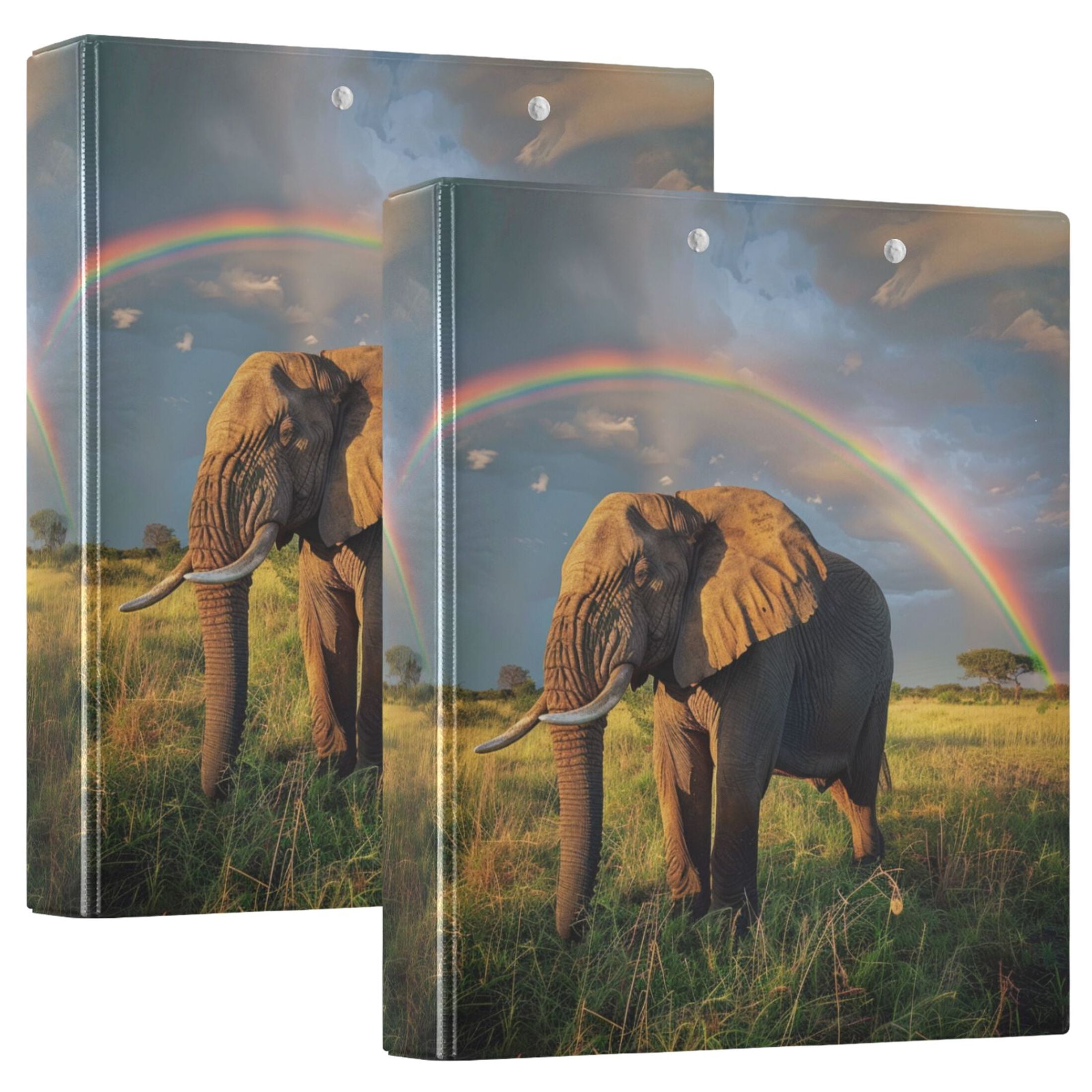 joogoo Elephant with Rainbow Sky Hardcover 3 Ring Binder 1.5" Round ...