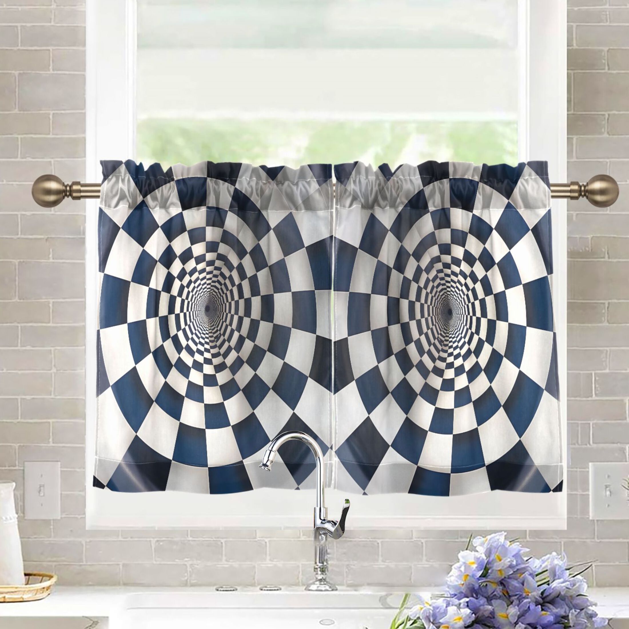 joogoo Falling Sensation Geometric Style Curtains Sets Half Window Cafe ...