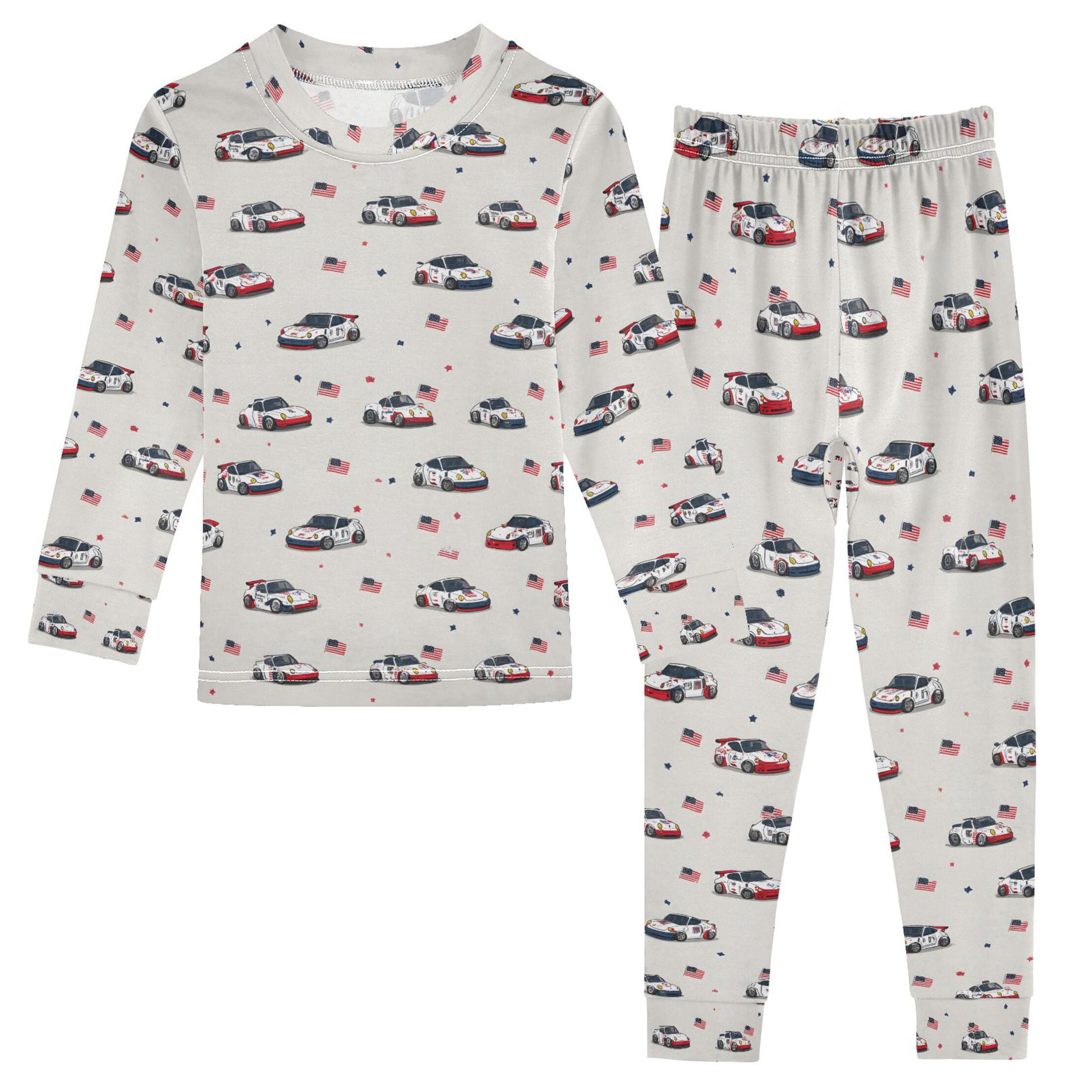 joogoo Flag Racing Car 2 Piece Long Sleeve Tee and Pants Cotton Pajama ...