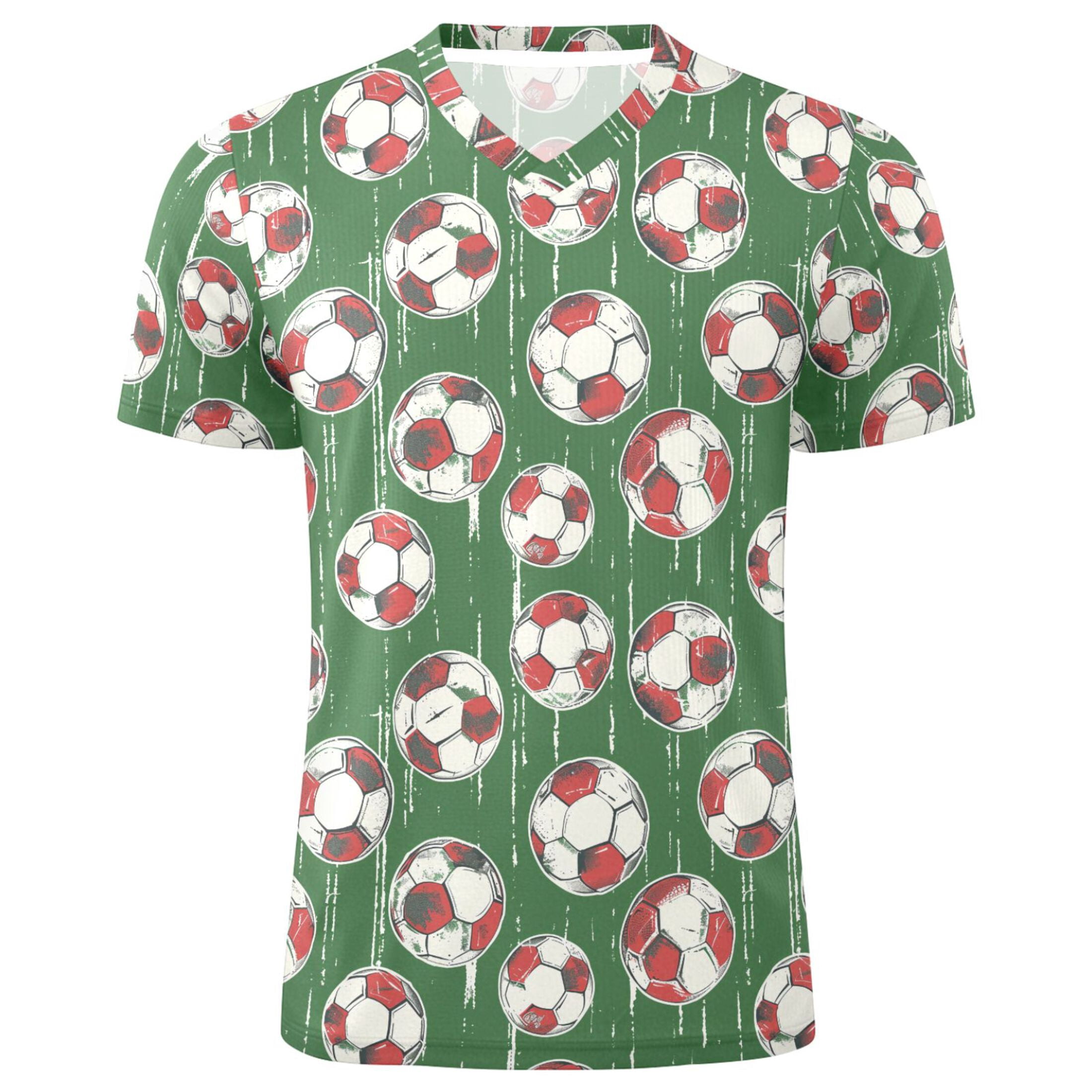 joogoo Football Soccer Ball on Green Men's Soccer Jersey Athletic Plus ...
