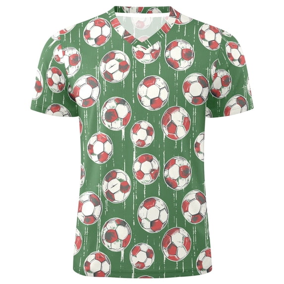joogoo Football Soccer Ball on Green Men's Soccer Jersey Athletic Plus ...