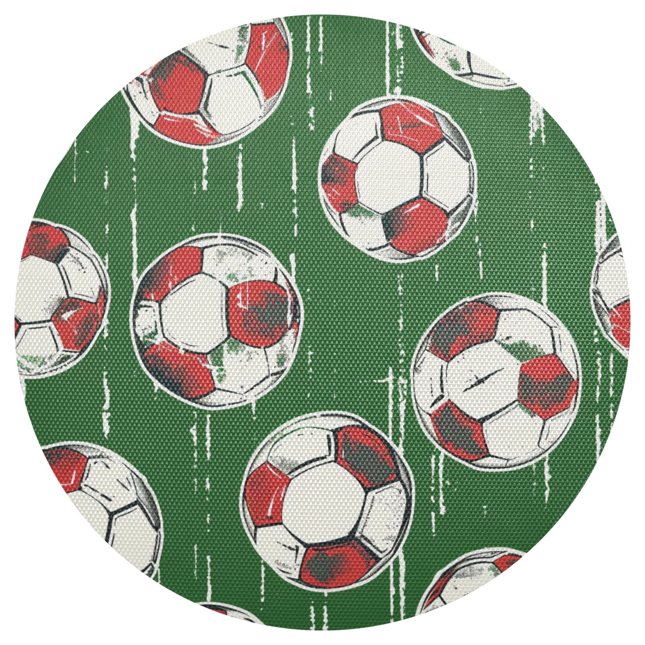 joogoo Football Soccer Ball on Green Round Plate Mats for Dining Table ...