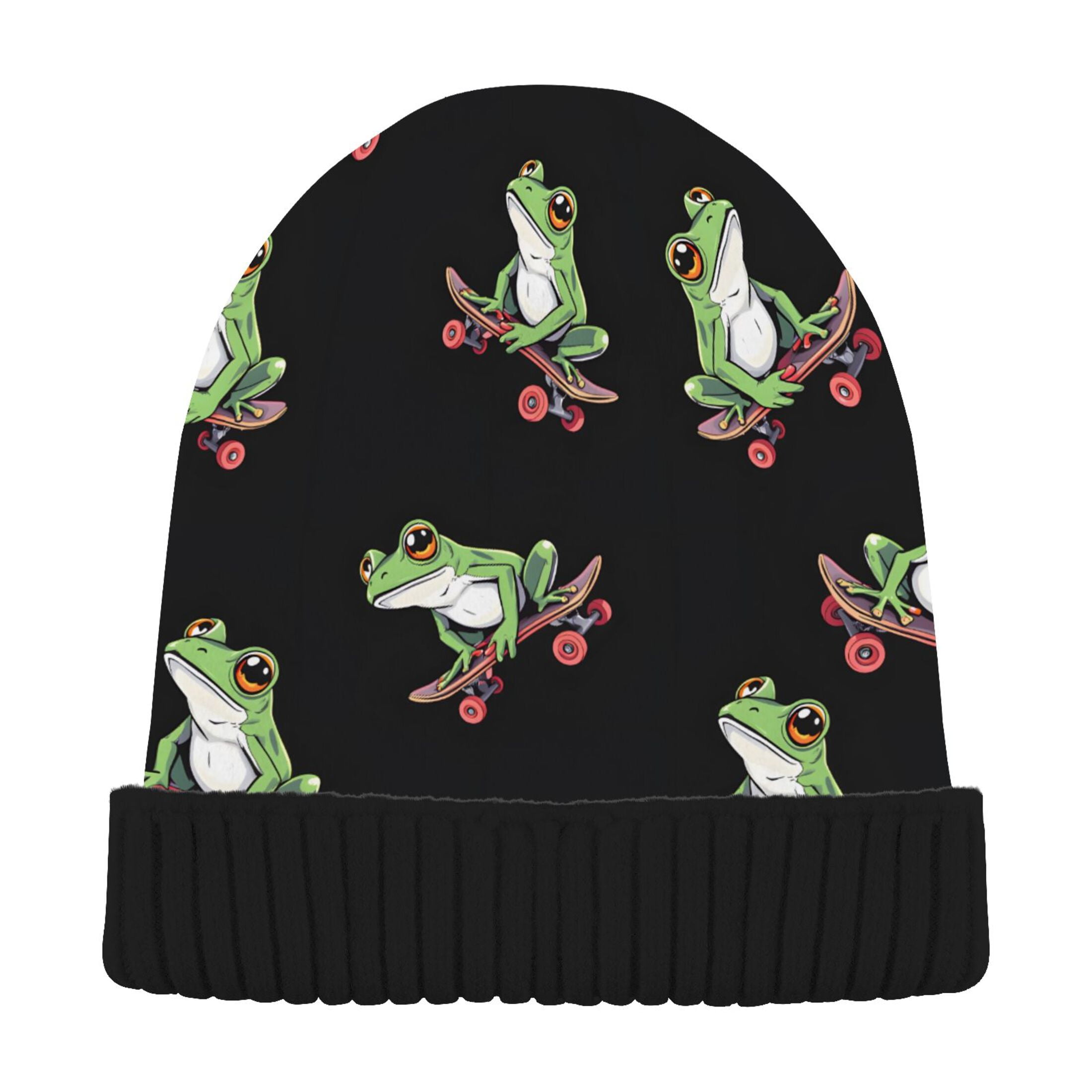 joogoo Frogs on Skateboard Beanie Hats Cuffed Winter Warm Knit Thick ...