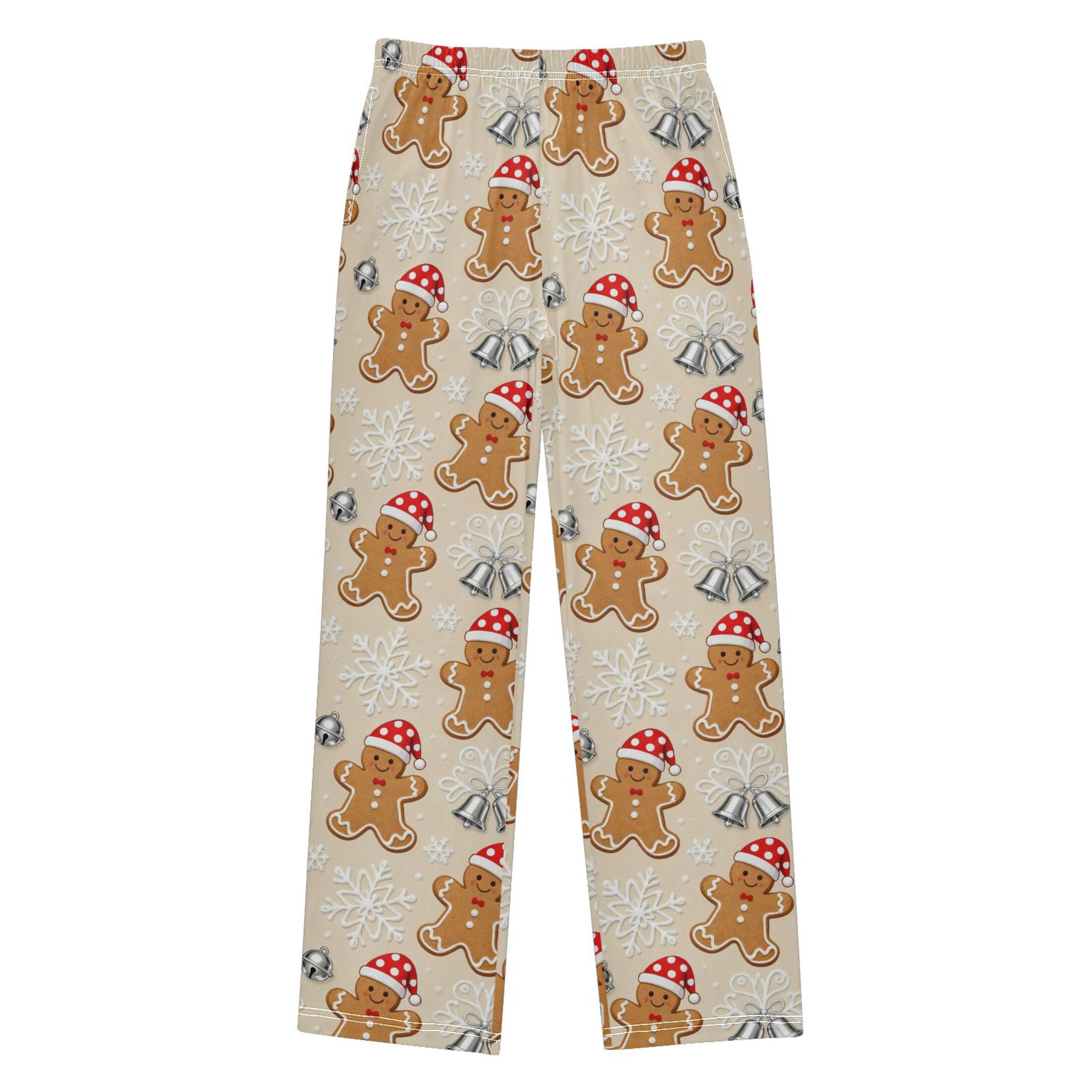 joogoo Gingerbread Man Snowflake Bell Pattern Pajama Pants Pj Bottoms ...
