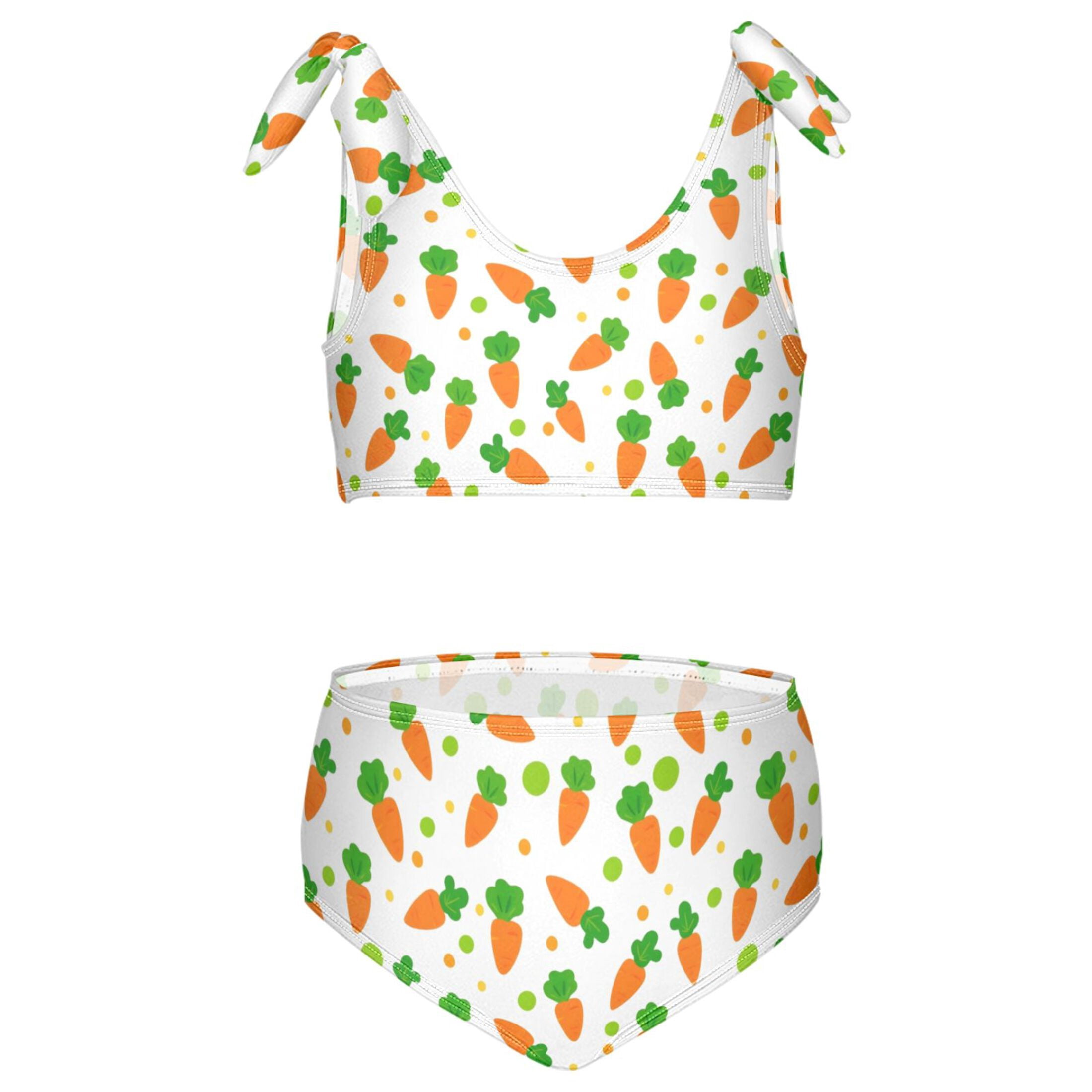joogoo Girls 2 Piece Carrots Polka Dots Print Swimsuit Set Kids with ...