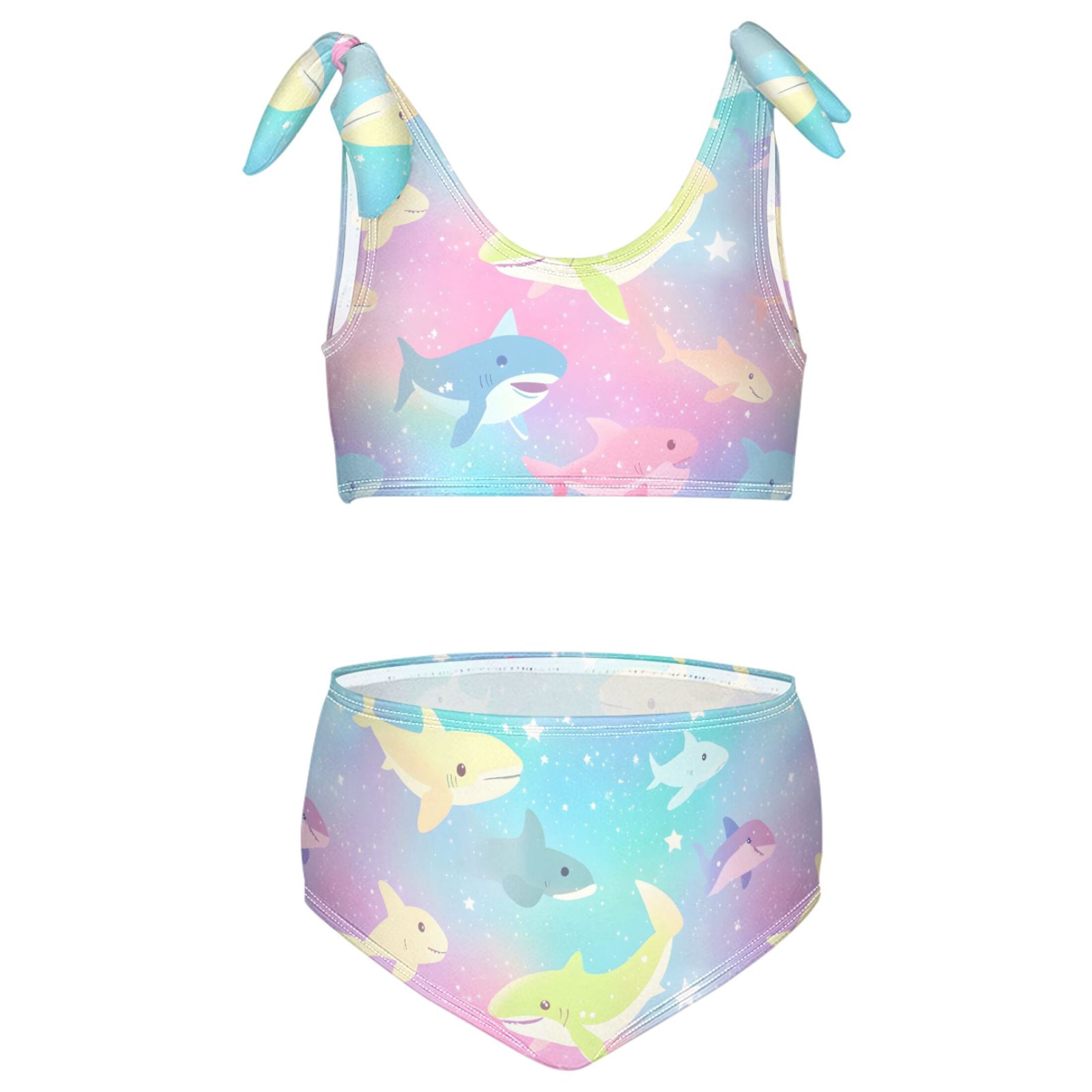 joogoo Girls 2 Piece Colorful Sharks Print Swimsuit Set Kids with ...