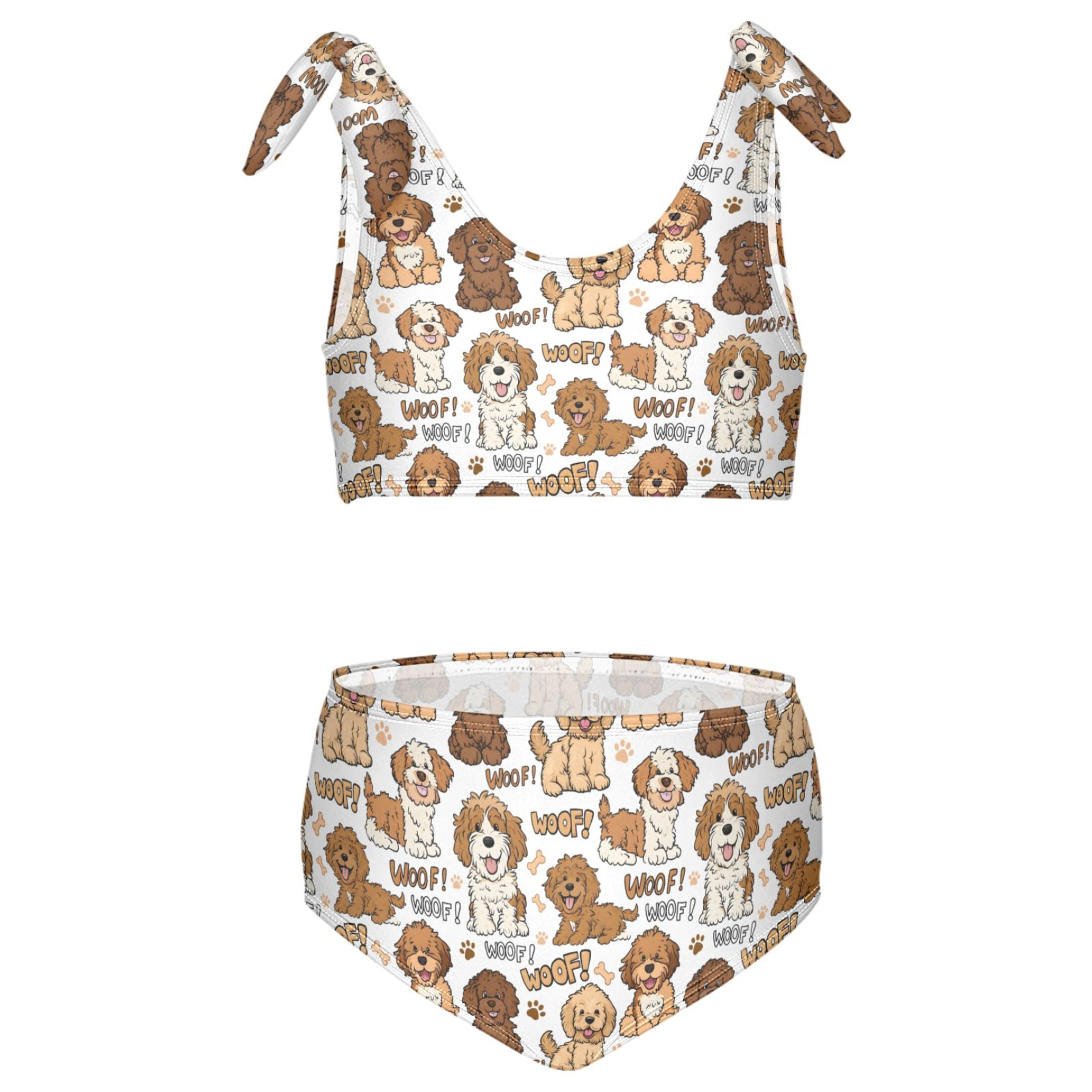 joogoo Girls 2 Piece Doodle Golden Dogs Print Swimsuit Set Kids with ...