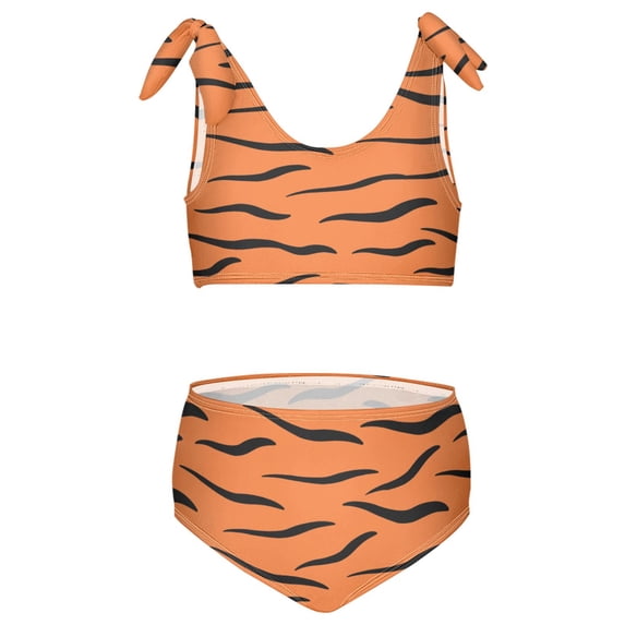 joogoo Girls 2 Piece Orange Tigers Print Swimsuit Set Kids with ...