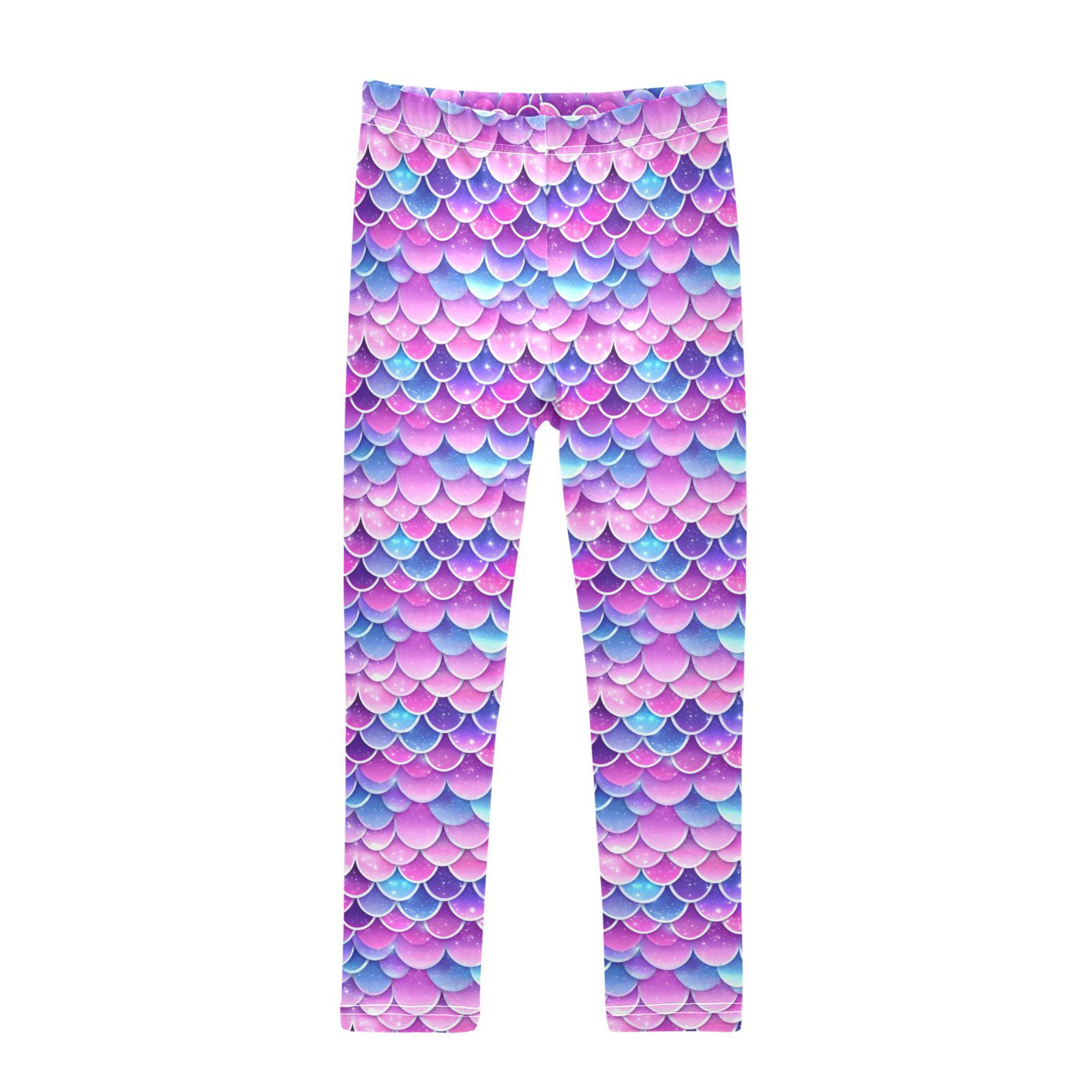 joogoo Girls' Leggings Sparkling Mermaid Scales Yoga Pants 7-8T ...
