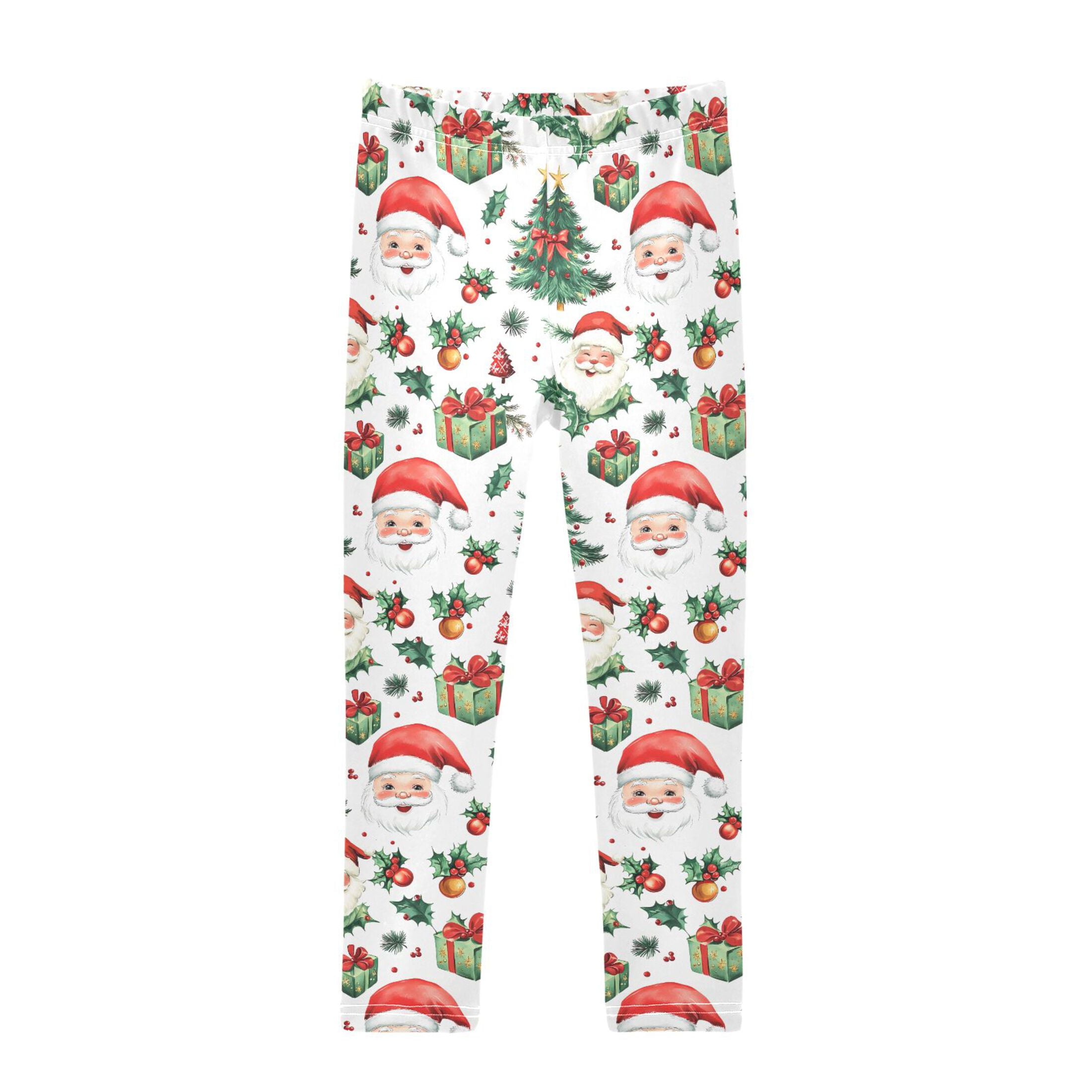 joogoo Girls' Leggings Vintage Santa Claus Trees Yoga Pants 4T ...
