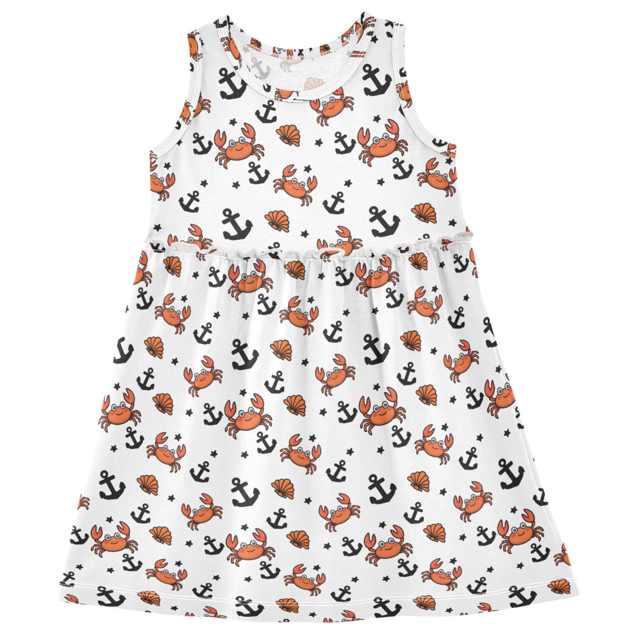 joogoo Girls Sleeveless Dress Crabs Seashells Anchors Stylish Short ...