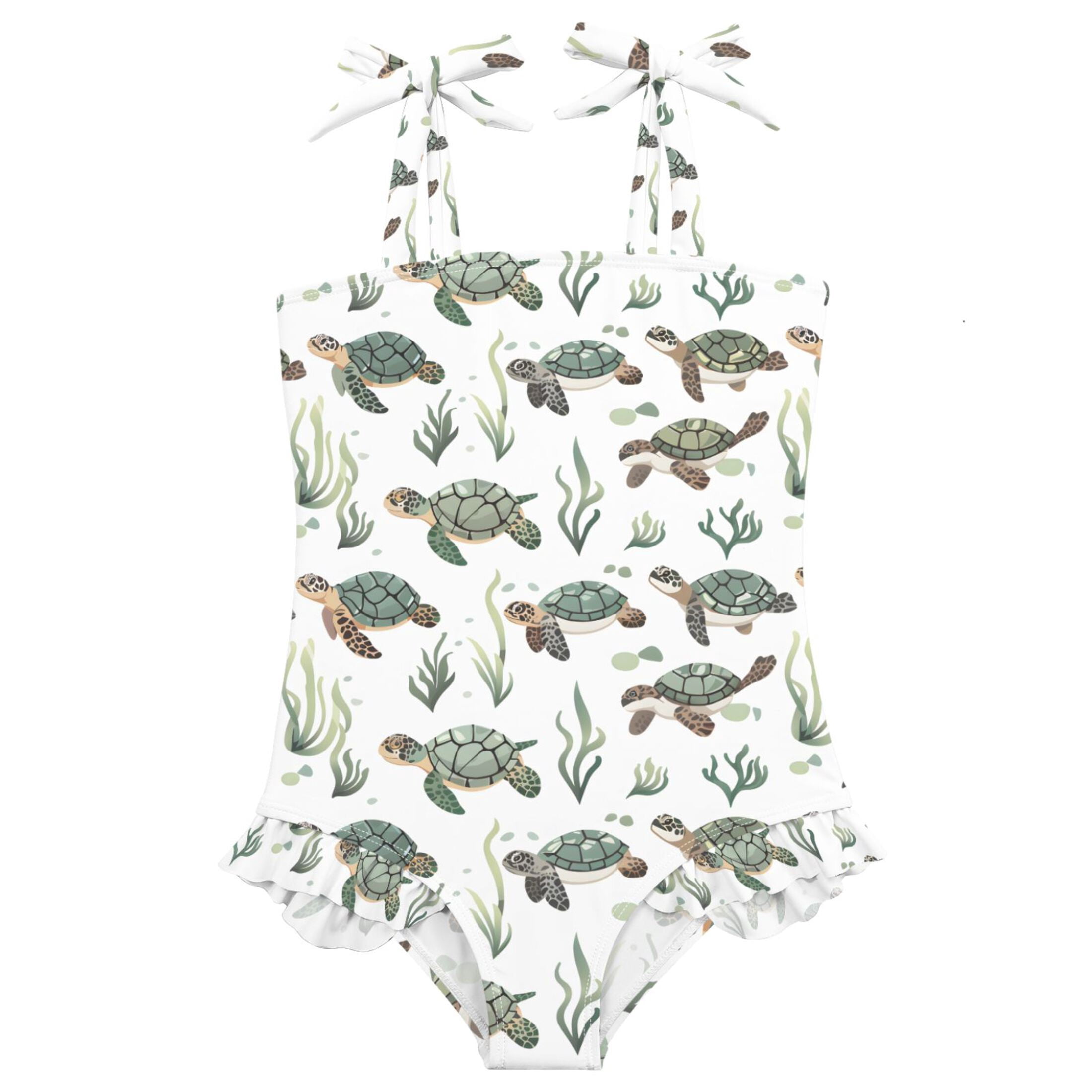 joogoo Girls Swimsuit with Many Turtles Seaweed Print One-Piece ...