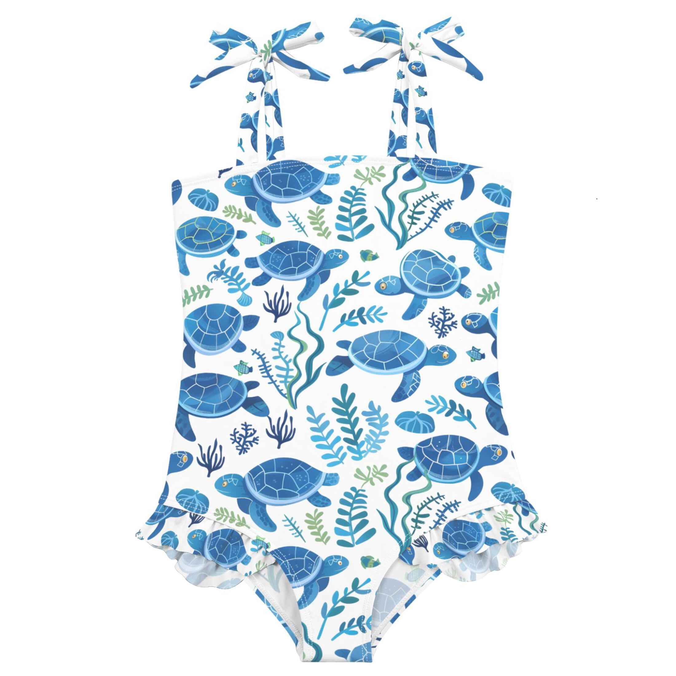 joogoo Girls Swimsuit with Turtles with Seaweed Print One-Piece ...
