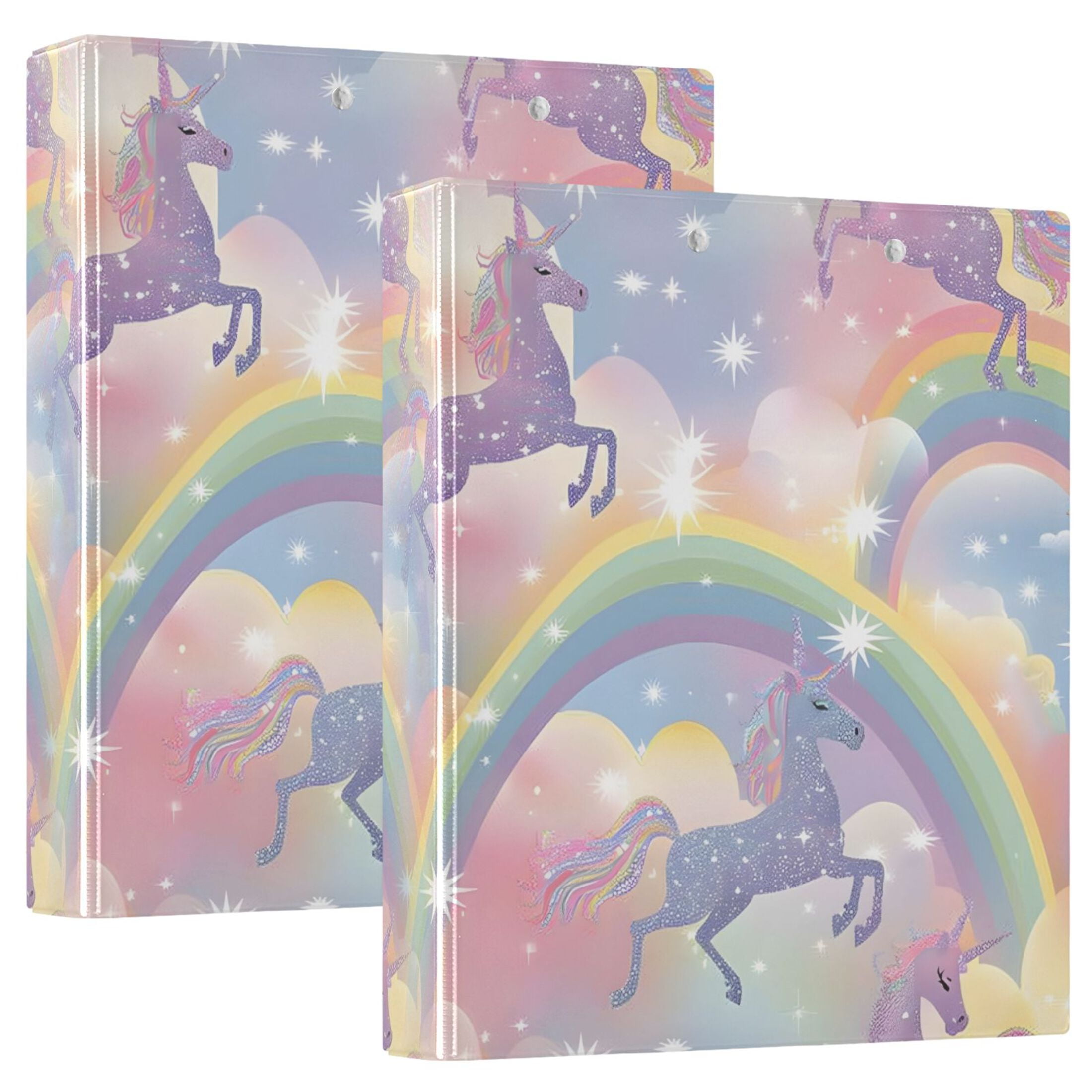 joogoo Glitter Unicorns and Rainbows Hardcover 3 Ring Binder 1.5" Round ...
