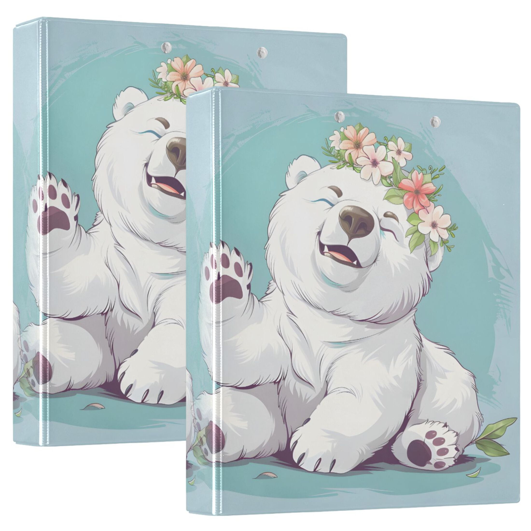 joogoo Happy Bear Flower Hardcover 3 Ring Binder 1.5" Round Rings ...