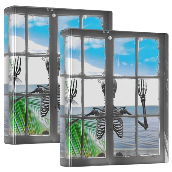joogoo Human Skeleton Outside Window Hardcover 3 Ring Binder 1.5" Round ...