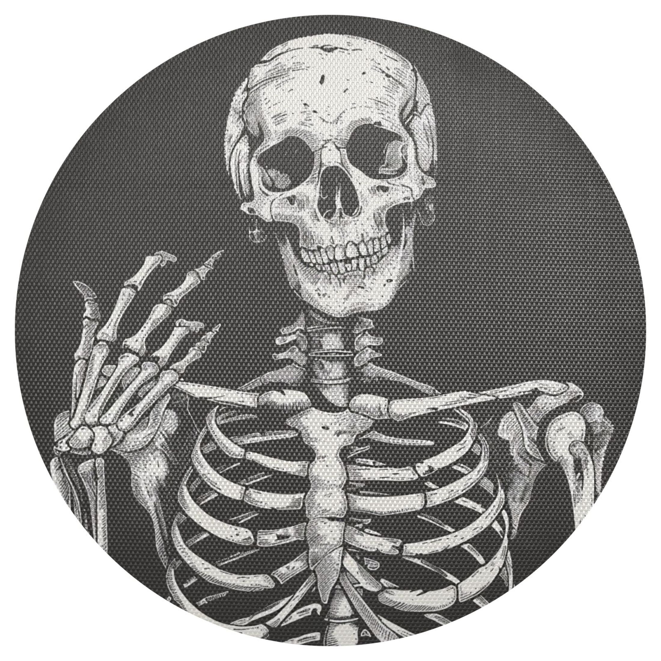 joogoo Human Skeleton Skull Round Plate Mats for Dining Table Placemat ...