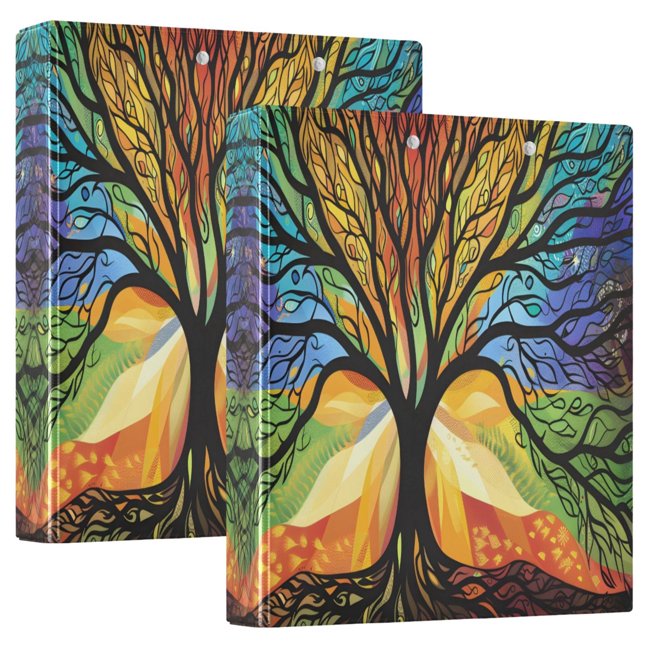 joogoo Illustration Tree Art Hardcover 3 Ring Binder 1.5" Round Rings ...