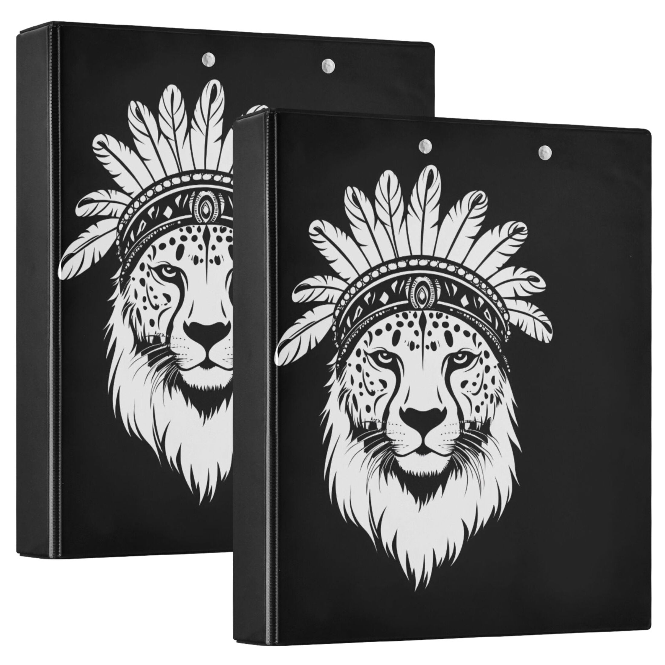 joogoo Indian Lion Pattern Hardcover 3 Ring Binder 1.5" Round Rings ...