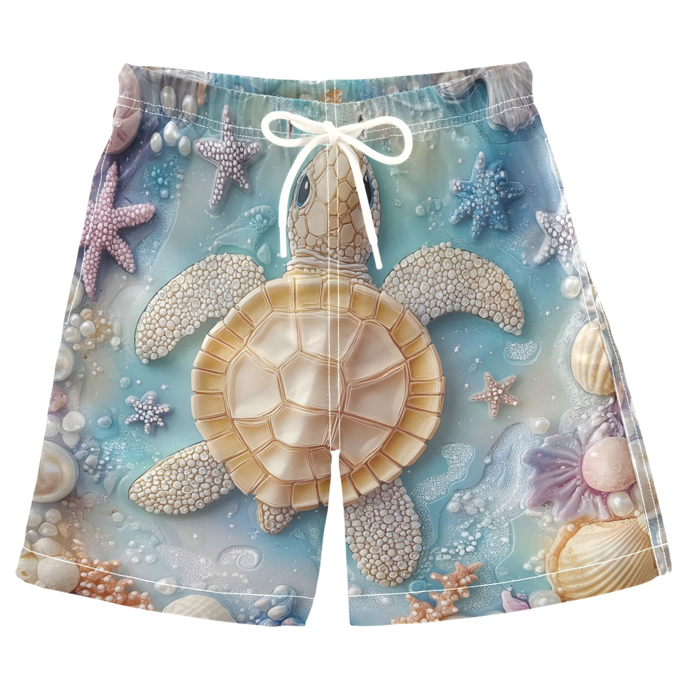 joogoo Kids Boys Swim Trunks 3d Turtle Starfish Beach Board Shorts ...
