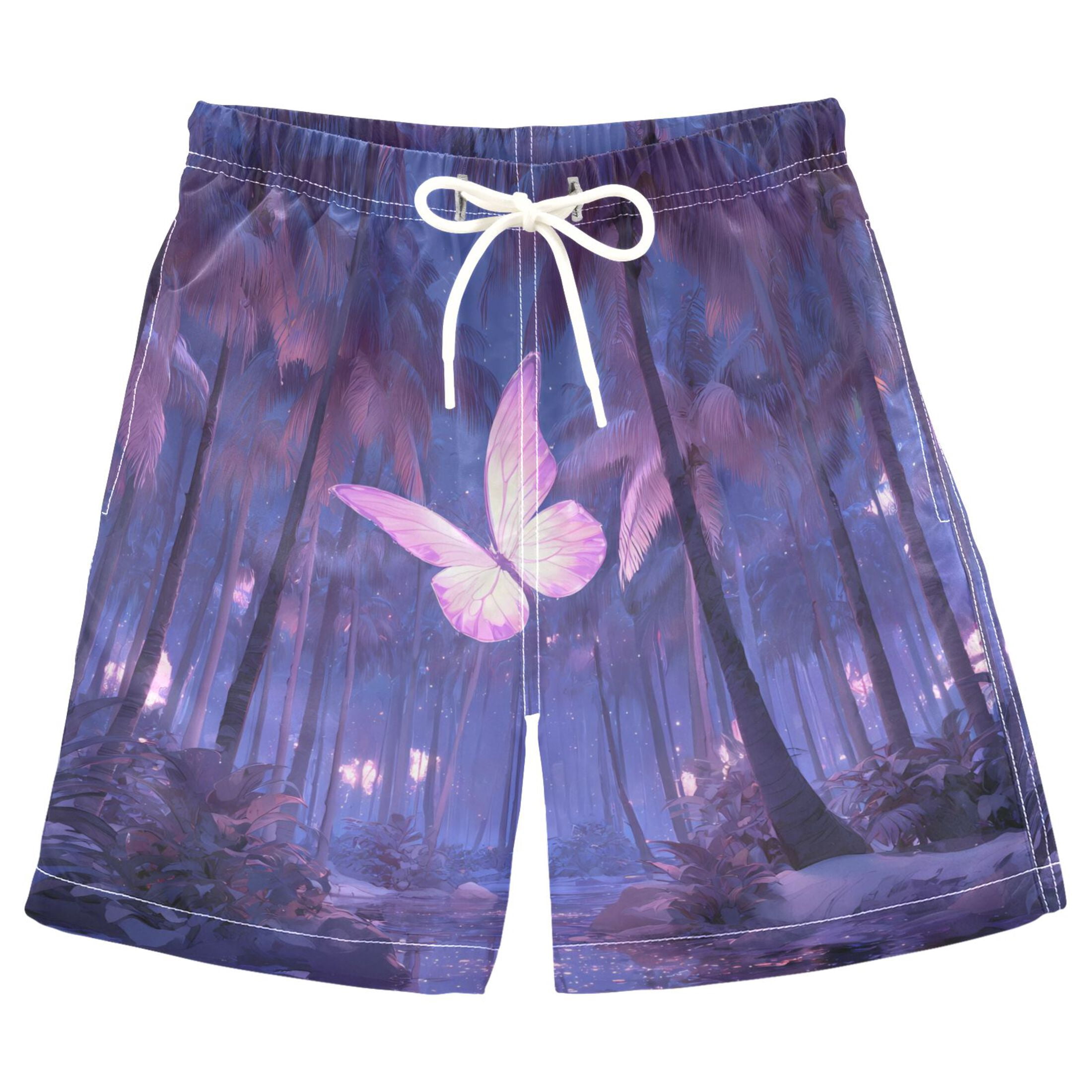 joogoo Kids Boys Swim Trunks Butterfly Palm Tree Night Beach Board ...