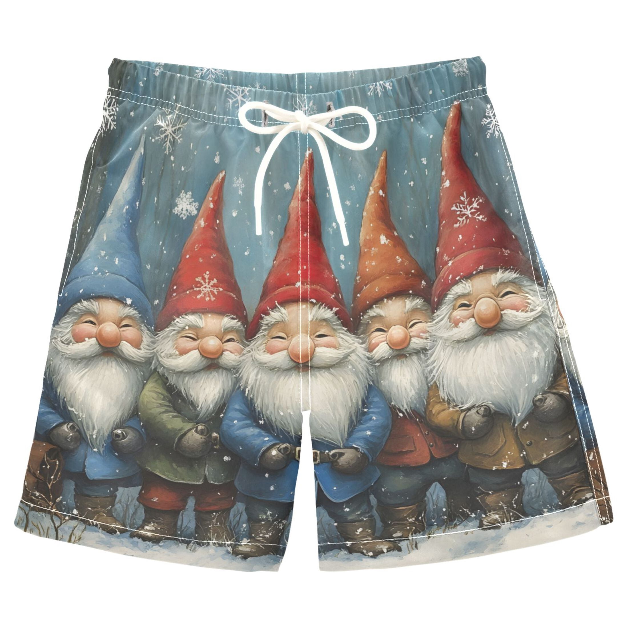 joogoo Kids Boys Swim Trunks Christmas Gnomes in Winter Beach Board ...