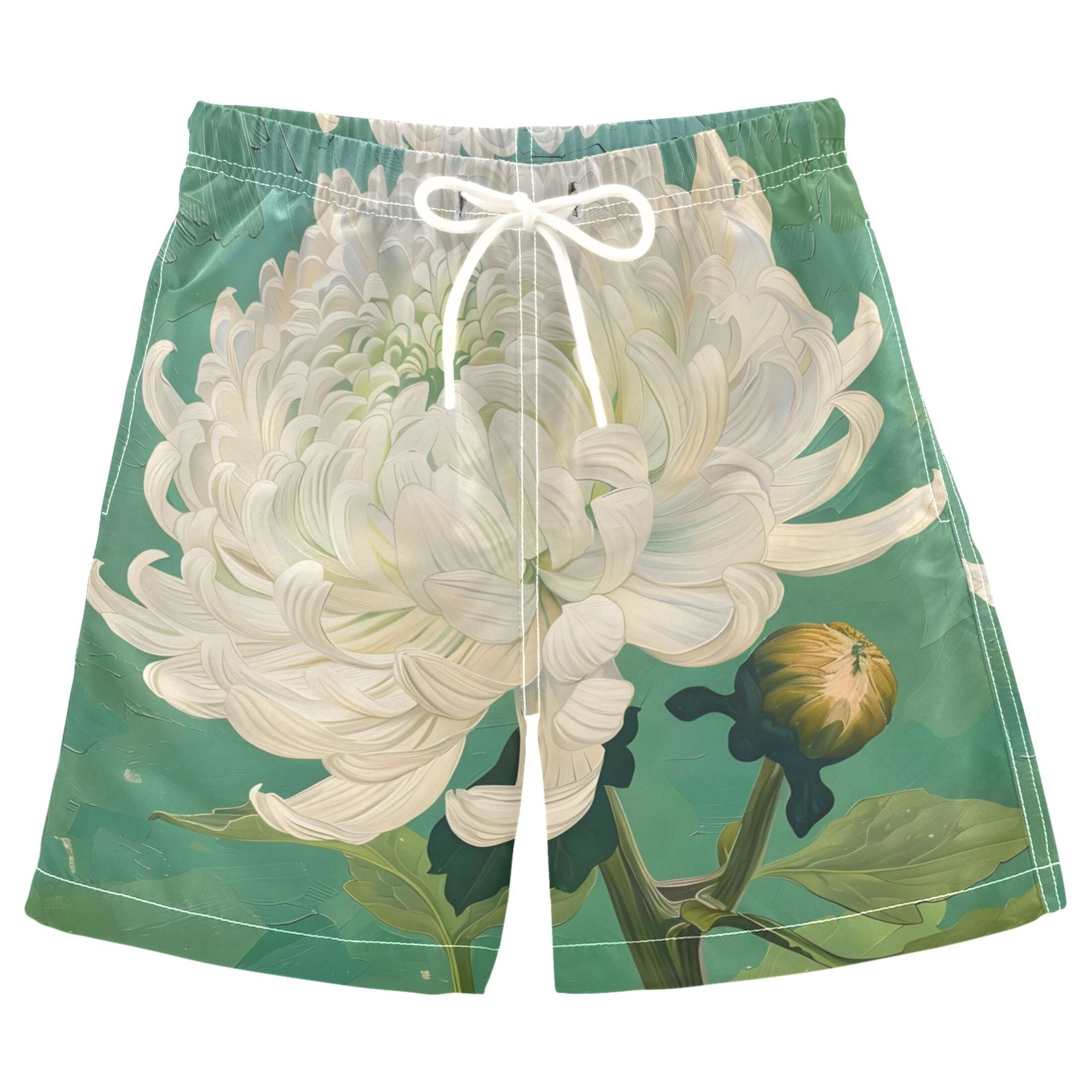 joogoo Kids Boys Swim Trunks Chrysanthemum Flower Beach Board Shorts ...