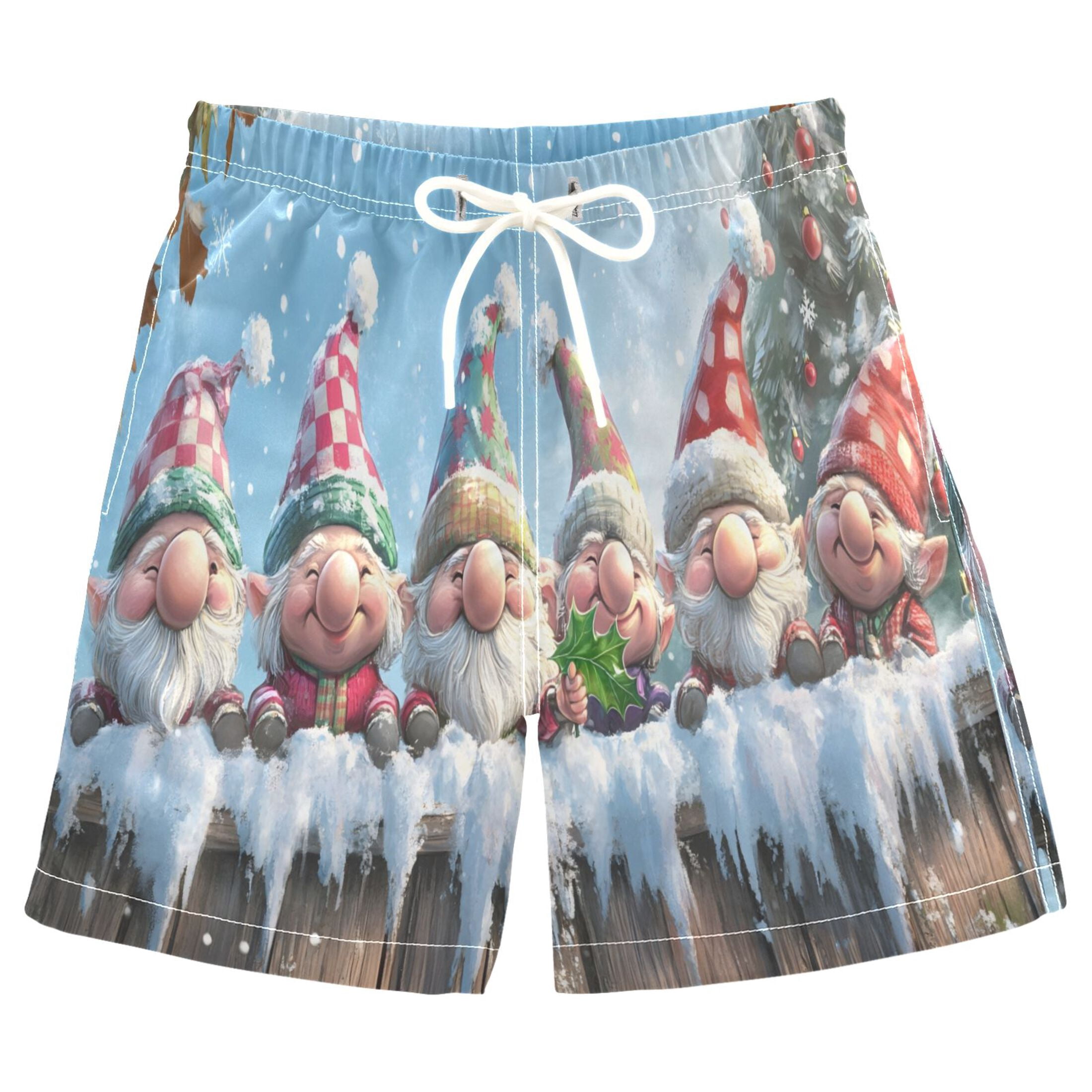 joogoo Kids Boys Swim Trunks Cute Gnomes Beach Board Shorts Drawstring ...