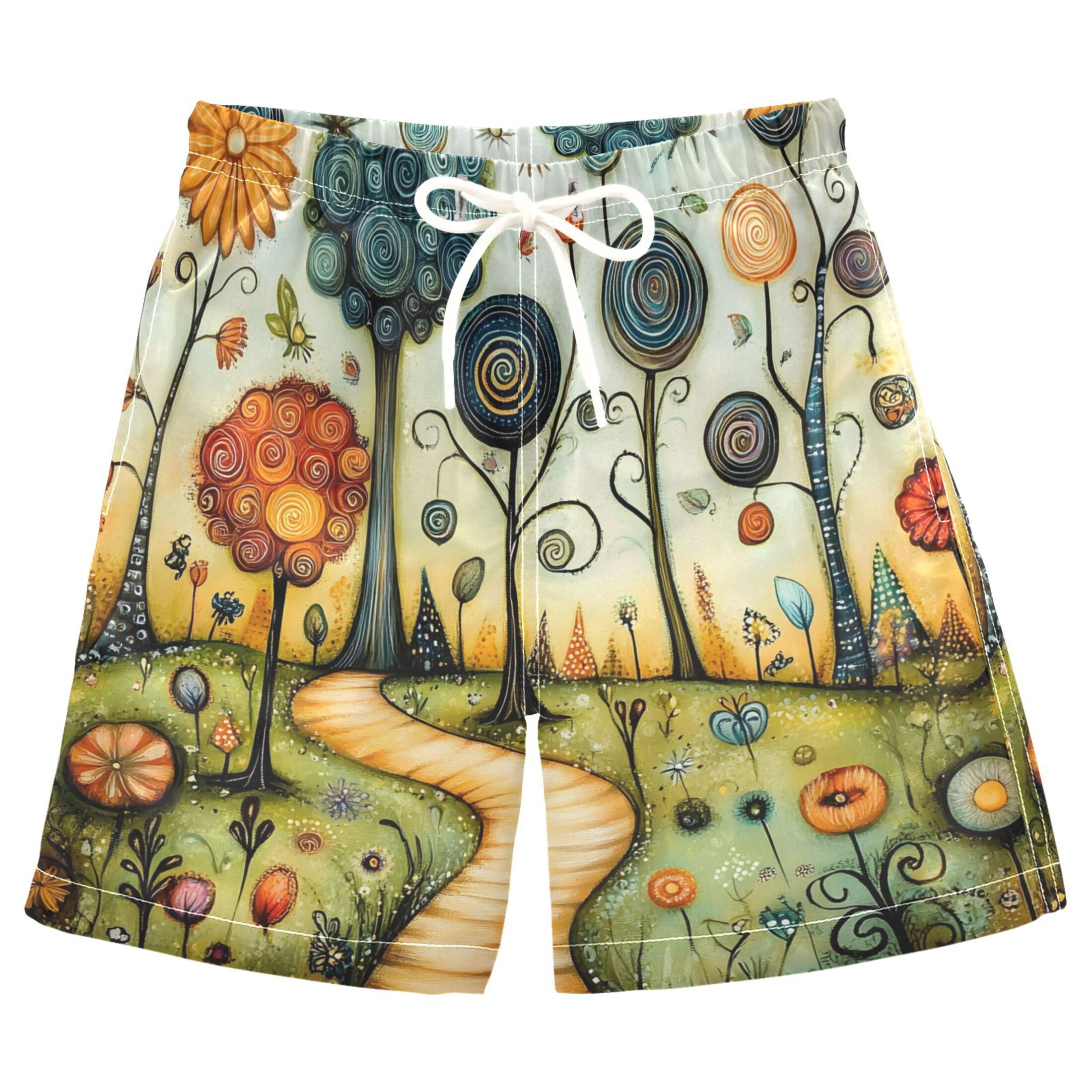 joogoo Kids Boys Swim Trunks Cute Landscape View Beach Board Shorts ...