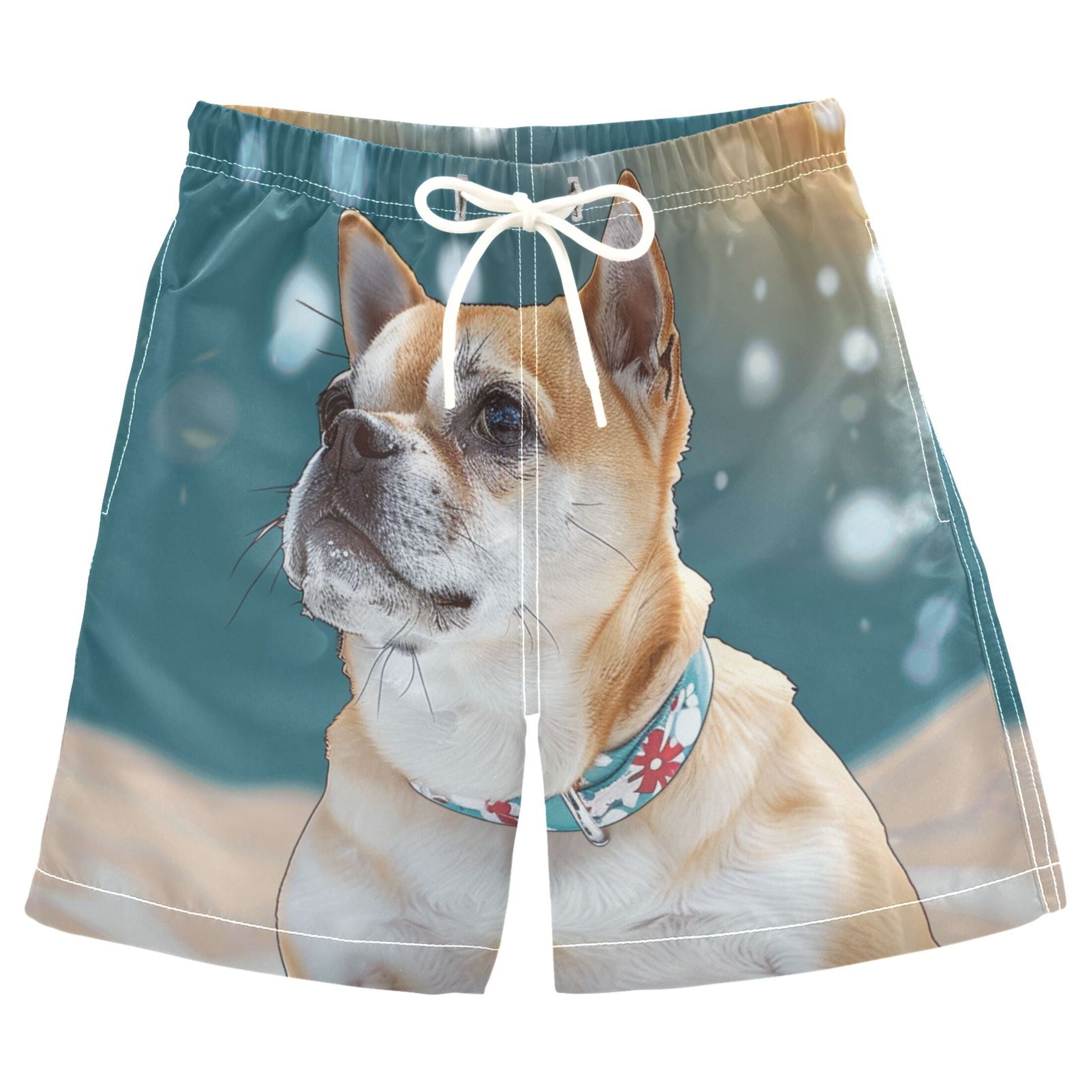 joogoo Kids Boys Swim Trunks Dog on Beach Beach Board Shorts Drawstring ...
