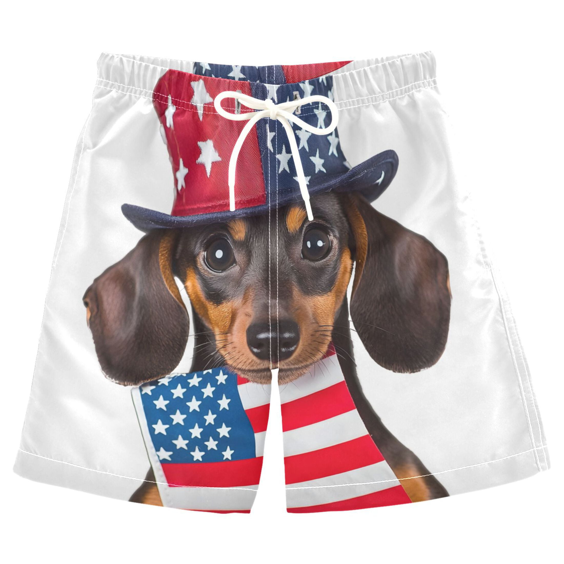 joogoo Kids Boys Swim Trunks Dog with Star Hat Beach Board Shorts ...