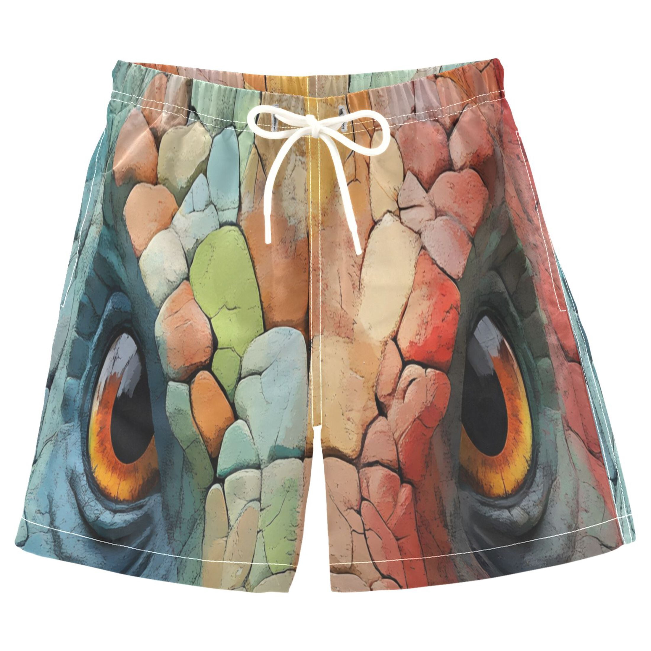 joogoo Kids Boys Swim Trunks Dragon Eyes Beach Board Shorts Drawstring ...