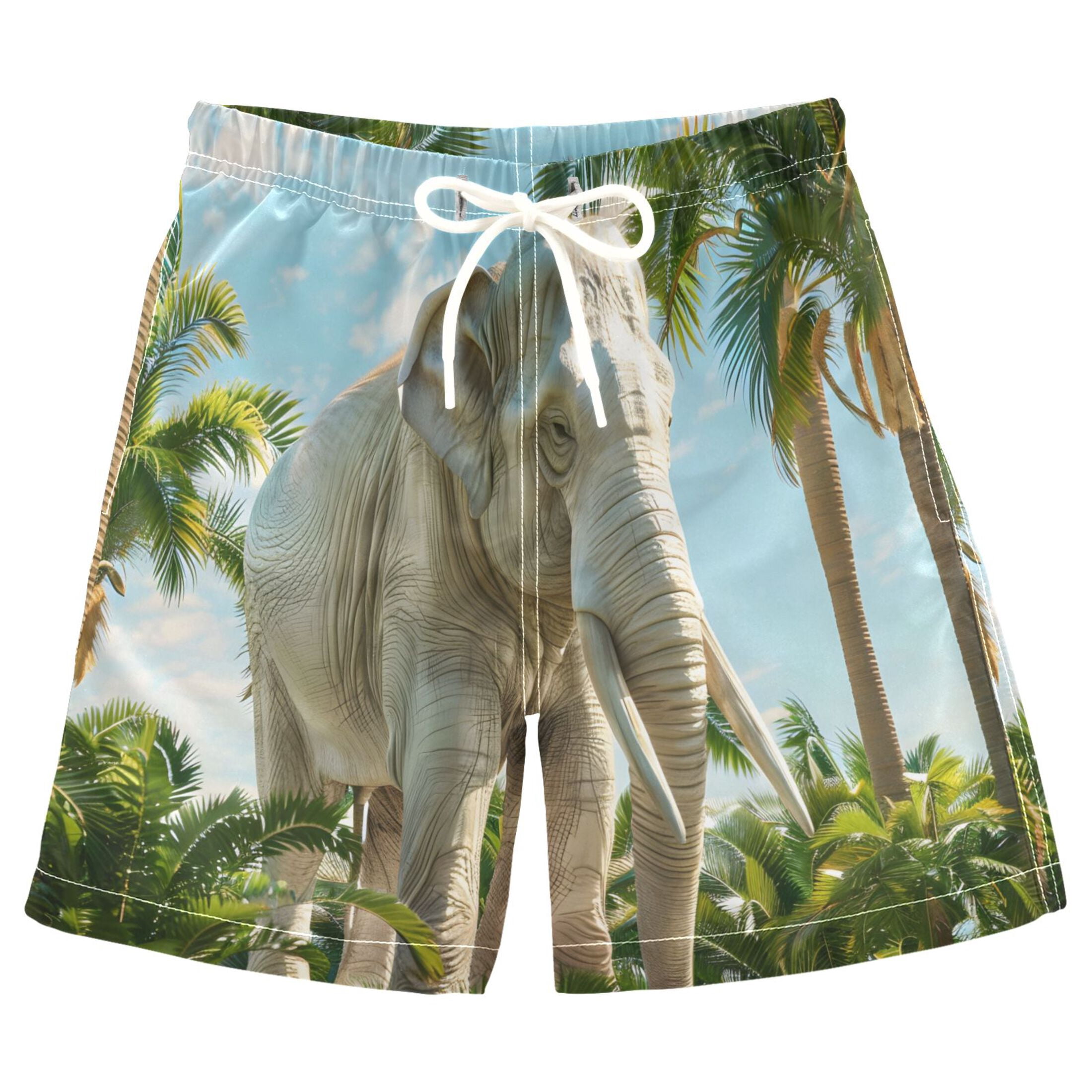 joogoo Kids Boys Swim Trunks Elephant in Hawaii Palm Tree Beach Board ...