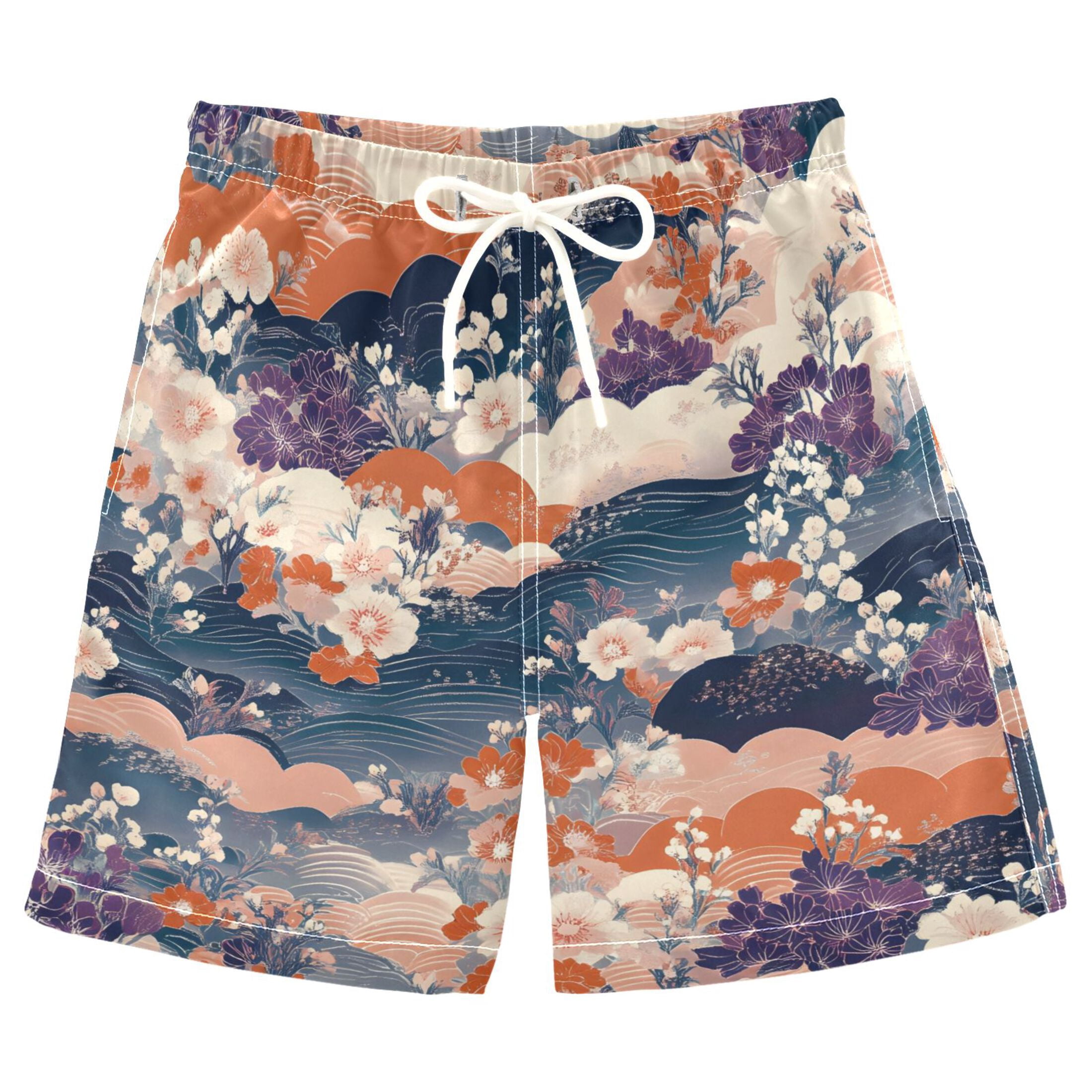 joogoo Kids Boys Swim Trunks Flower Pattern Beach Board Shorts ...