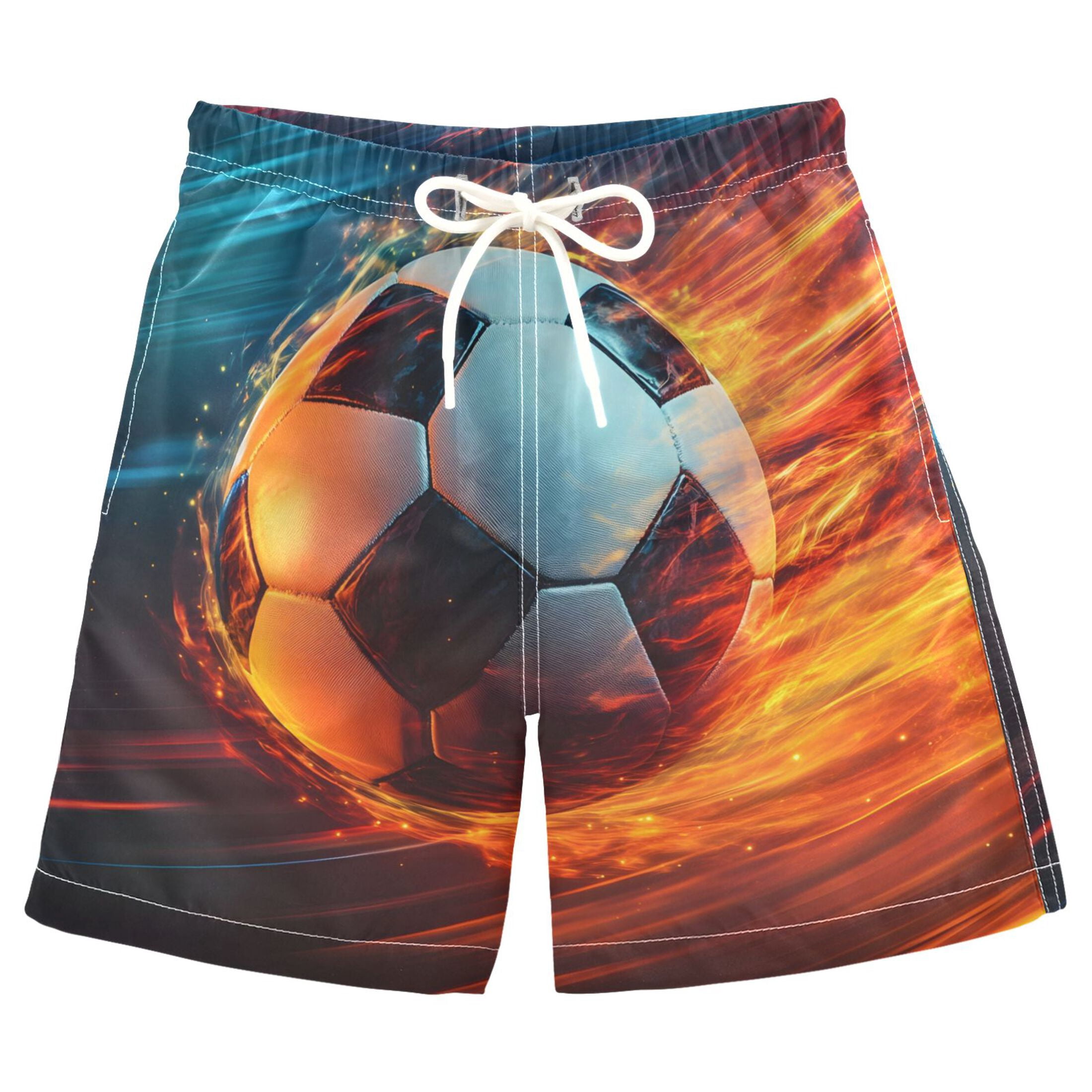 joogoo Kids Boys Swim Trunks Football Art Beach Board Shorts Drawstring ...