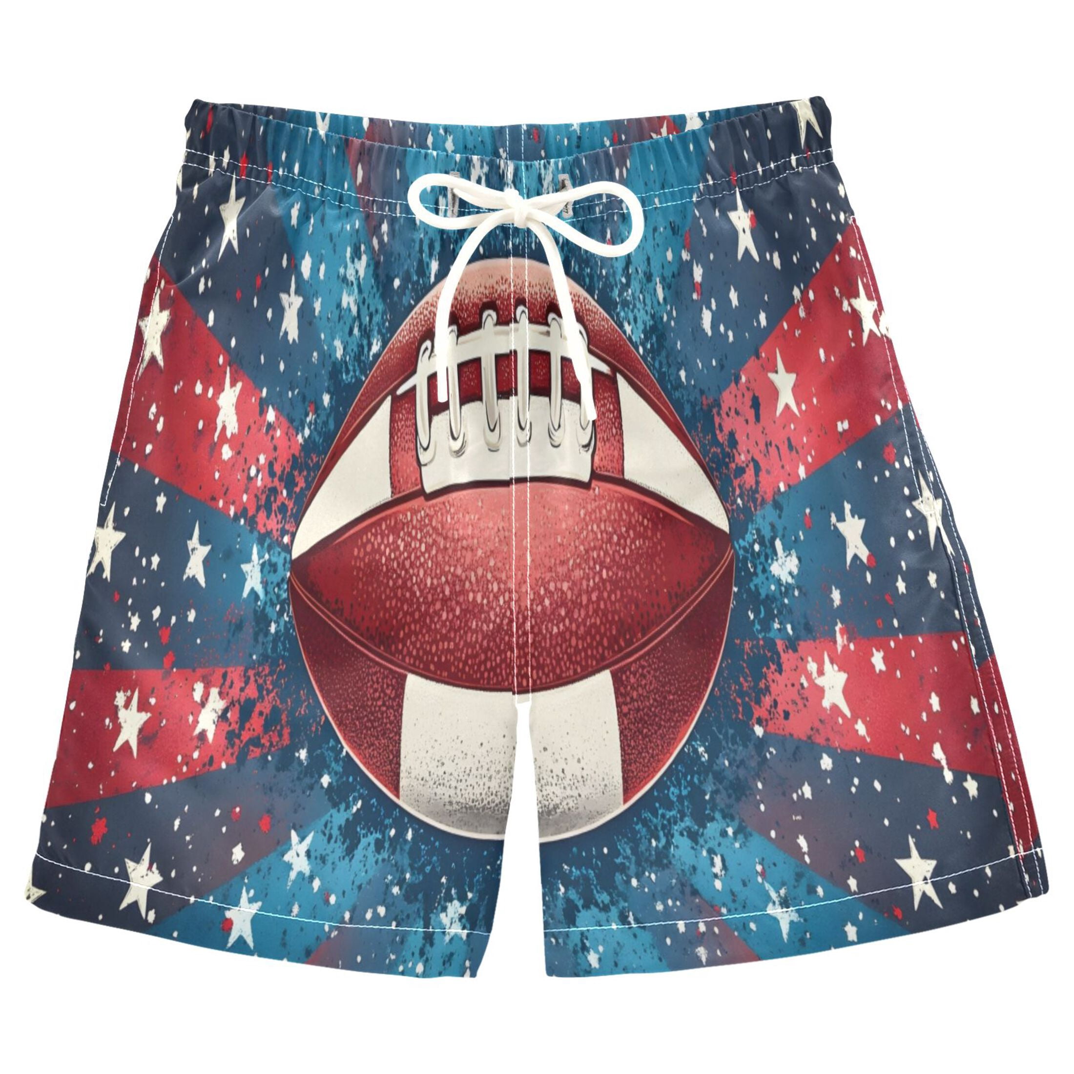 joogoo Kids Boys Swim Trunks Football on Flag Beach Board Shorts ...