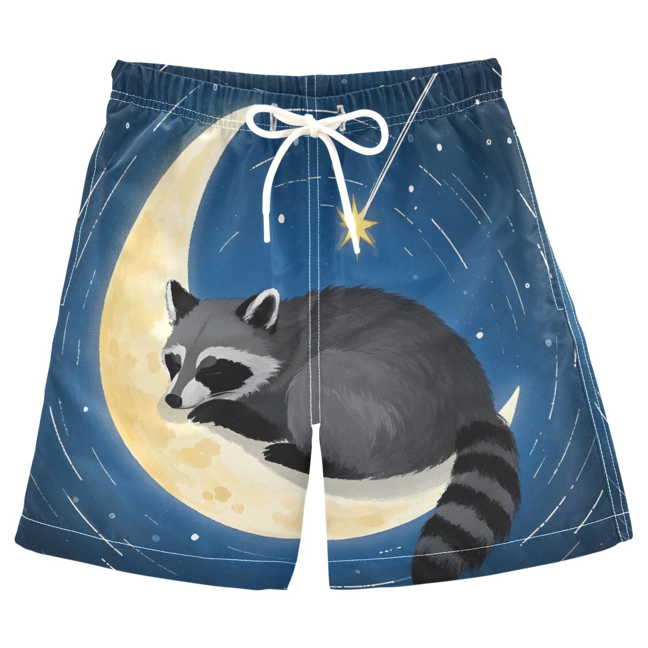 joogoo Kids Boys Swim Trunks Fox on Moon Beach Board Shorts Drawstring ...
