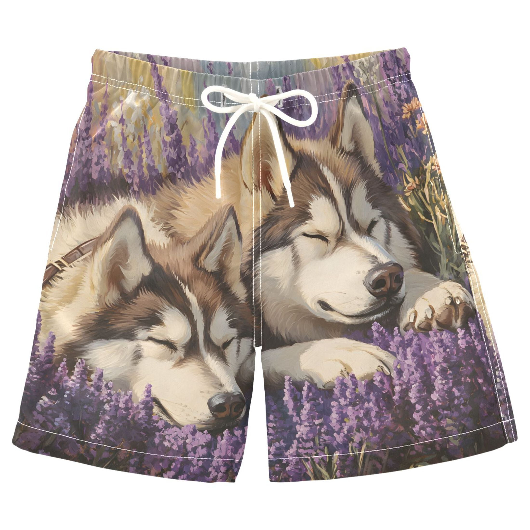 joogoo Kids Boys Swim Trunks Huskies Dog in Lavenders Beach Board ...