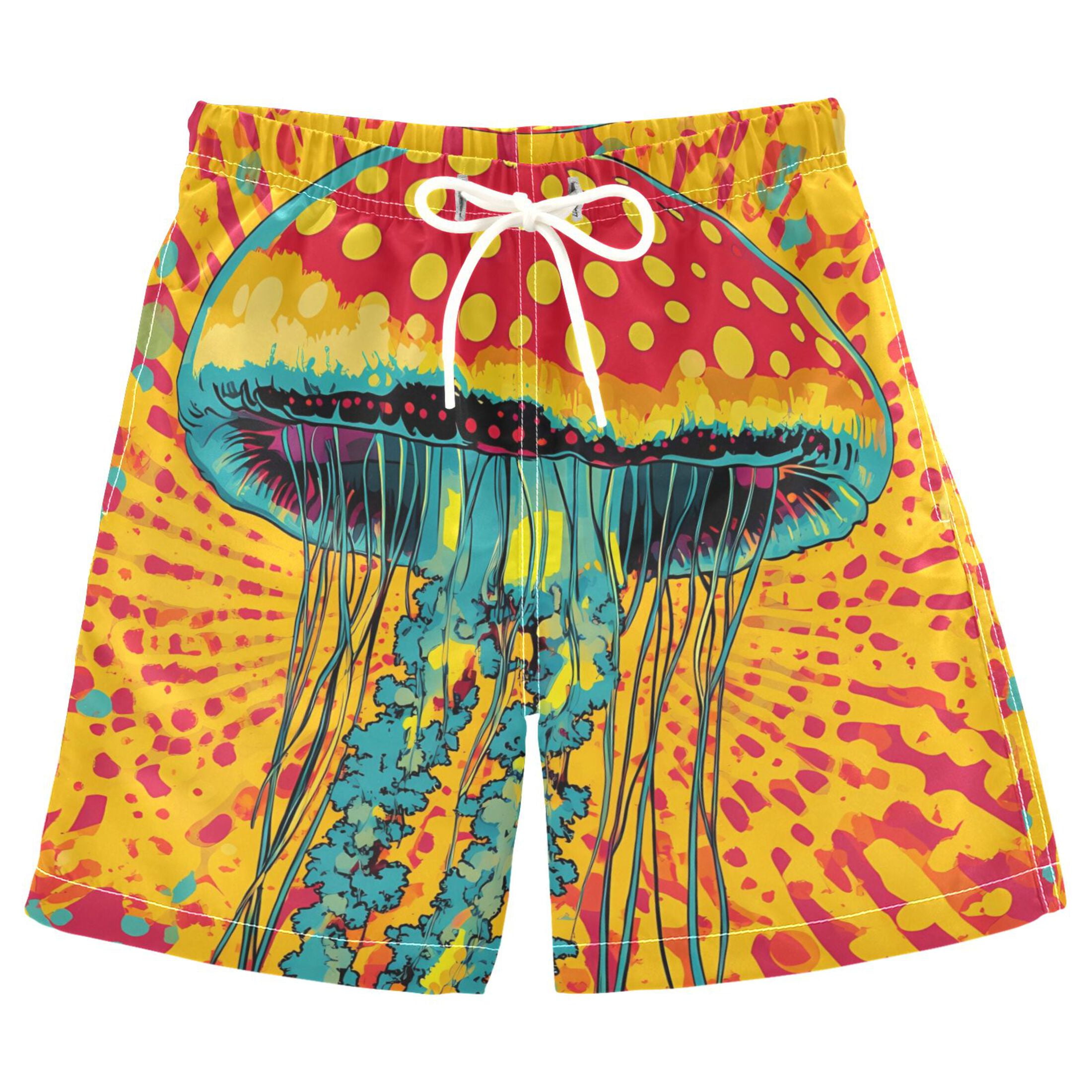 joogoo Kids Boys Swim Trunks Jellyfish Watercolor Beach Board Shorts ...