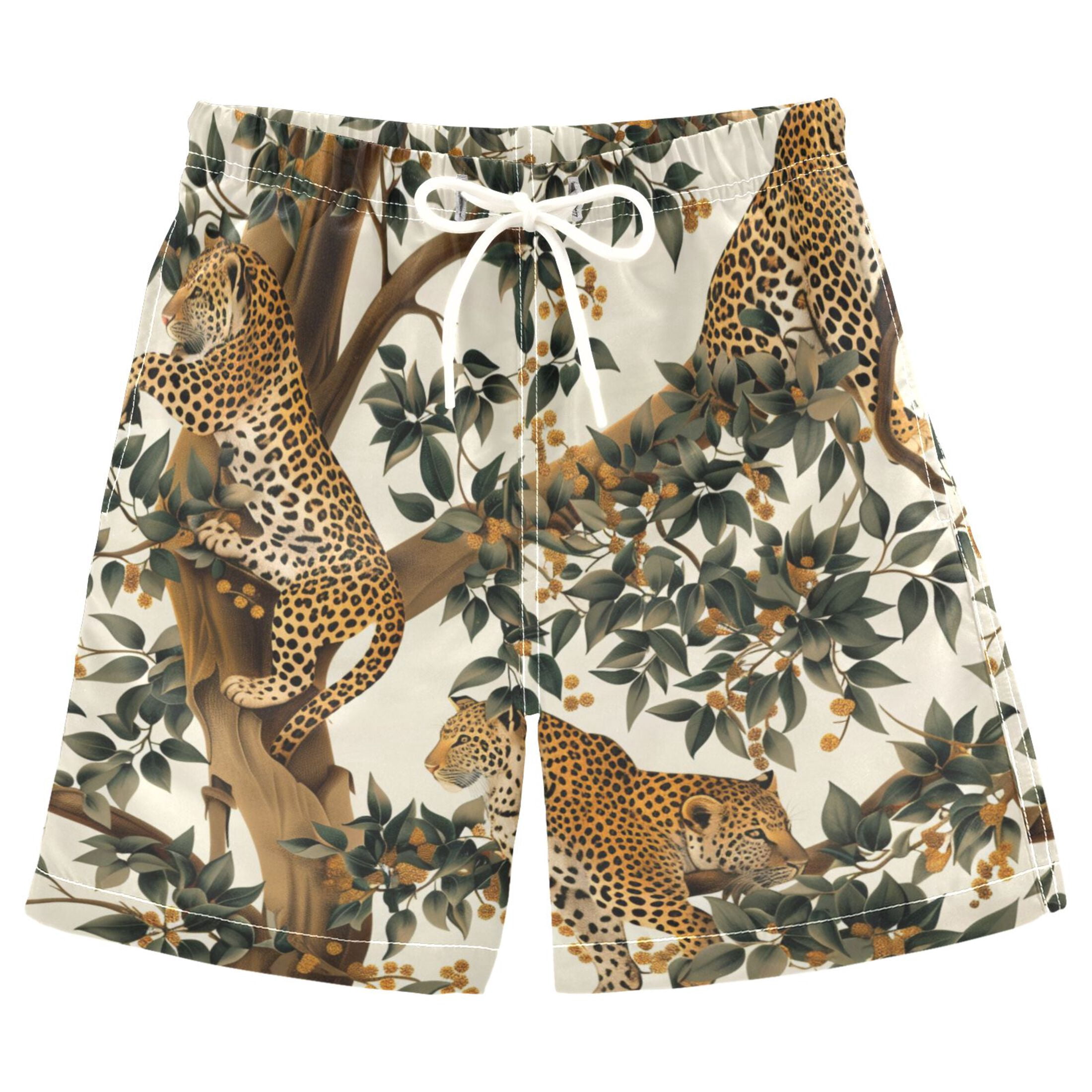 joogoo Kids Boys Swim Trunks Leopards on Tree Beach Board Shorts ...